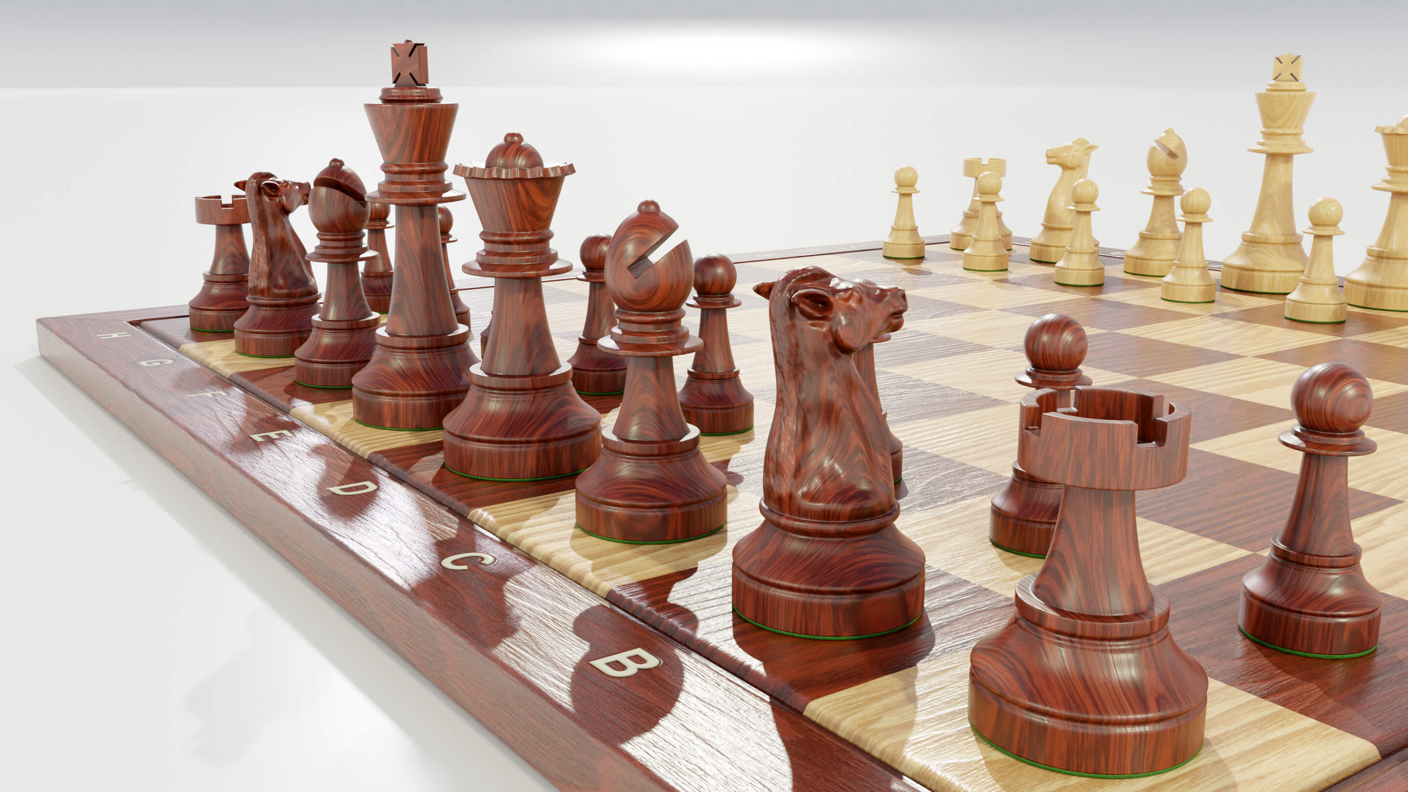 Wooden Chess Set - 3D Model by 3Dmae
