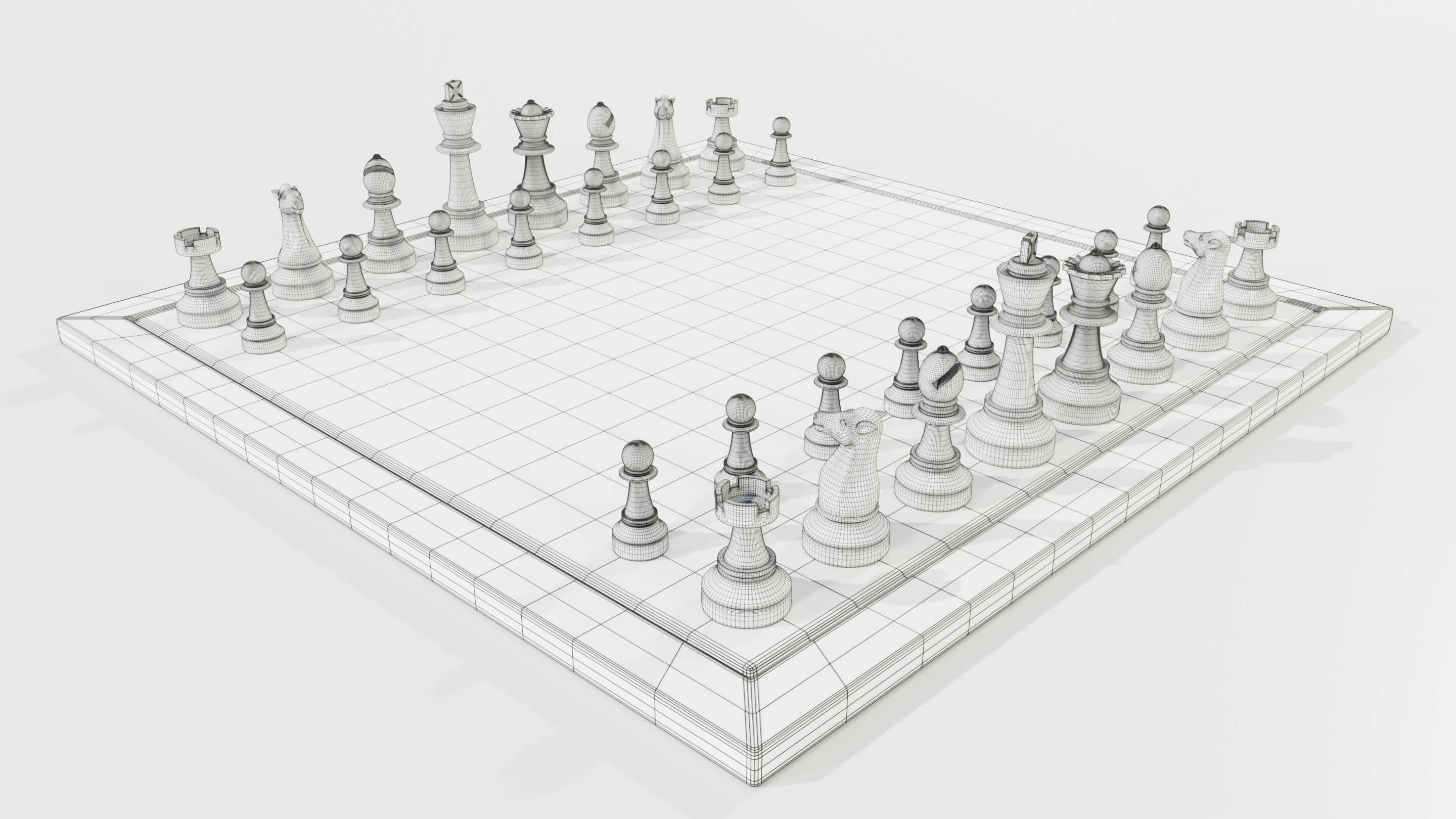 Wooden Chess Set - 3D Model by 3Dmae