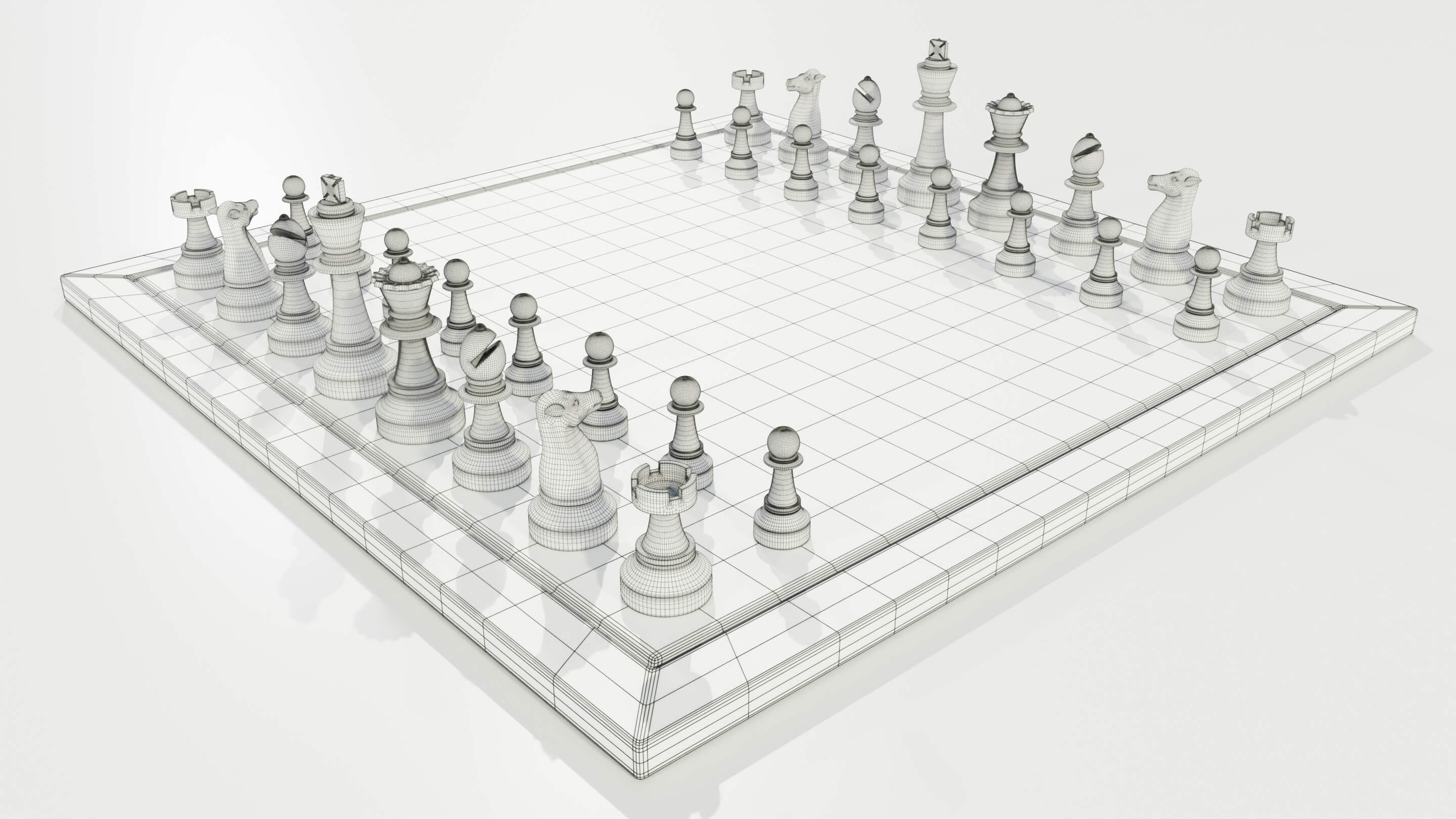 Wooden Chess Set - 3D Model by 3Dmae