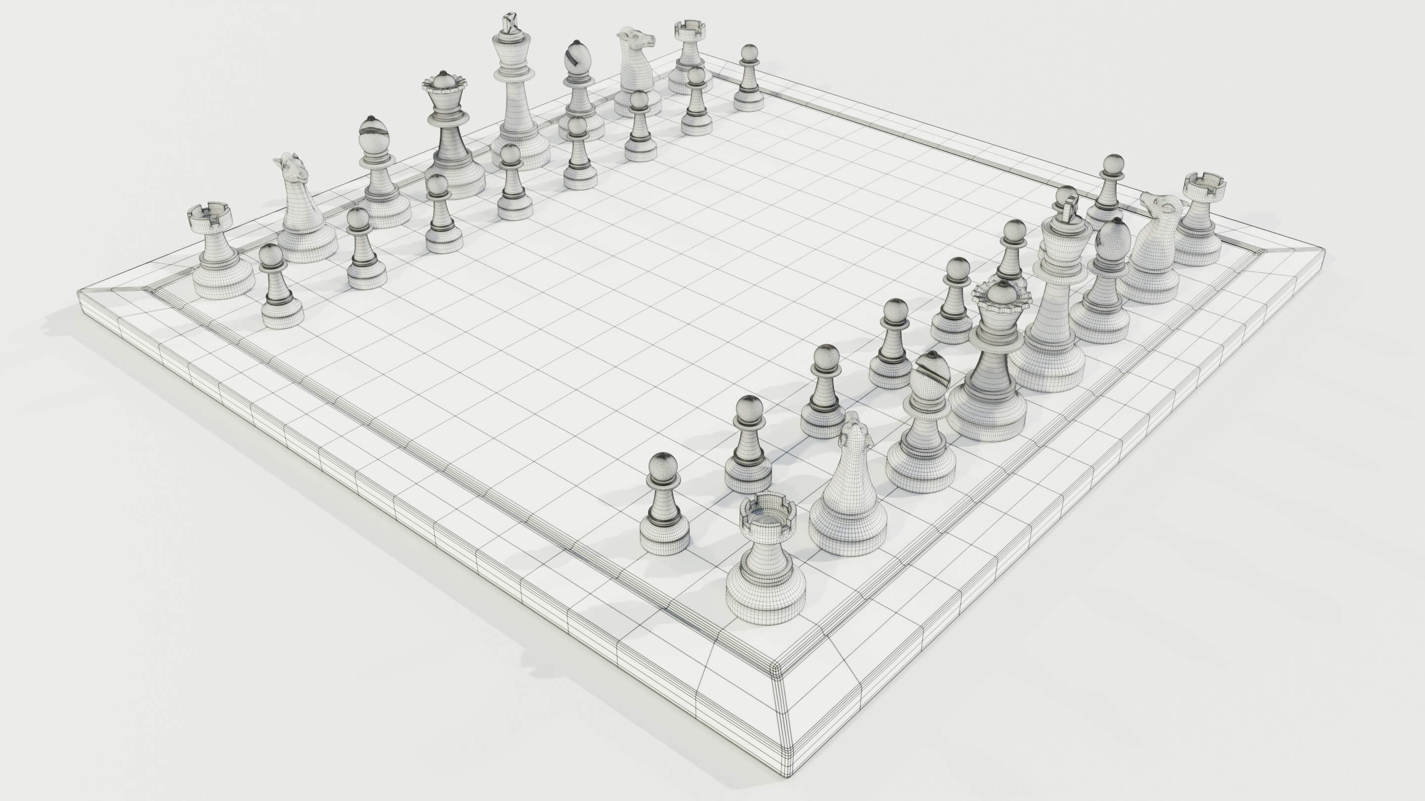 Wooden Chess Set - 3D Model by 3Dmae
