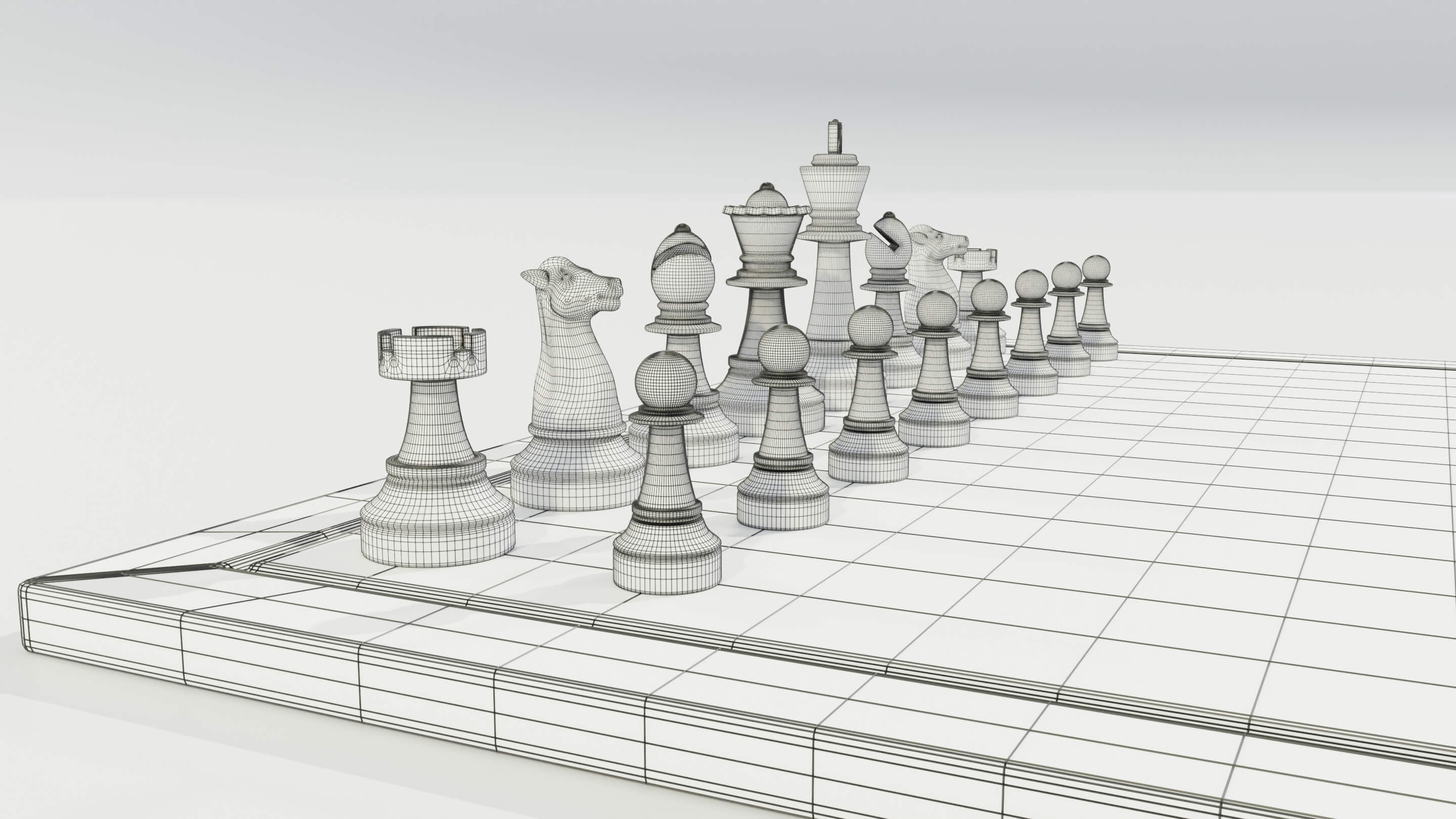 Wooden Chess Set - 3D Model by 3Dmae