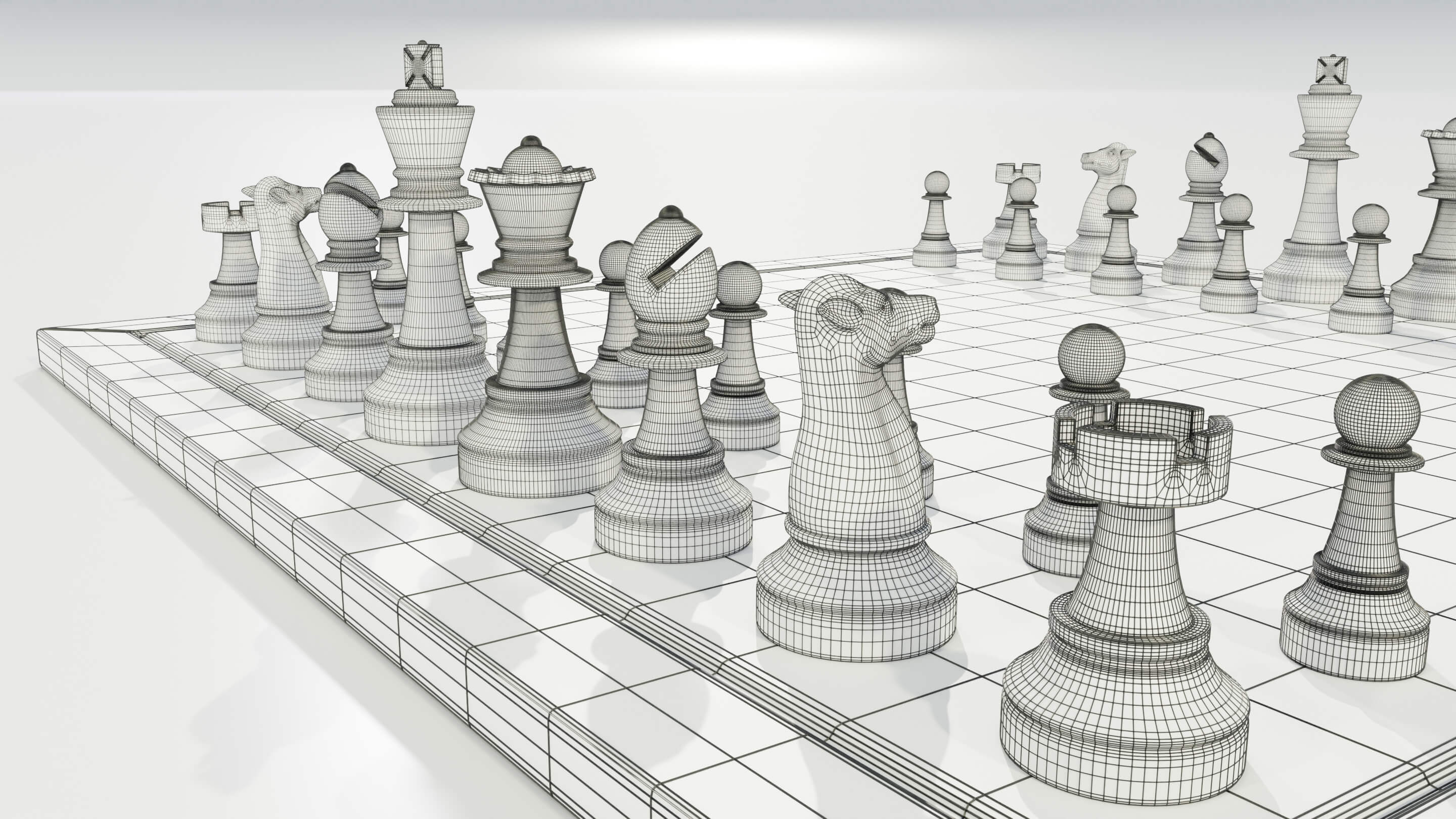 Wooden Chess Set - 3D Model by 3Dmae