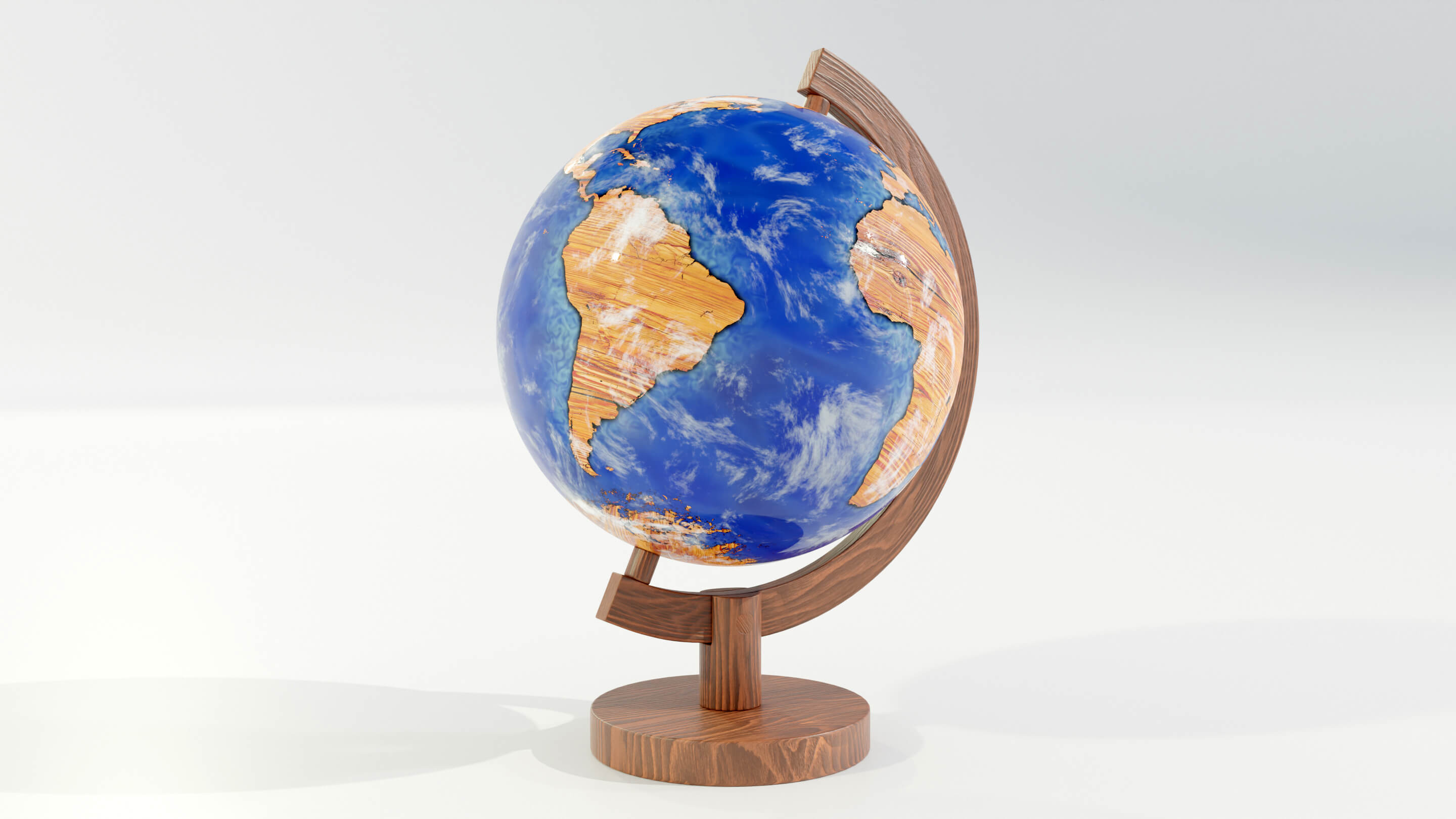 Epoxy Resin and Wood Globe - 3D Model by 3Dmae