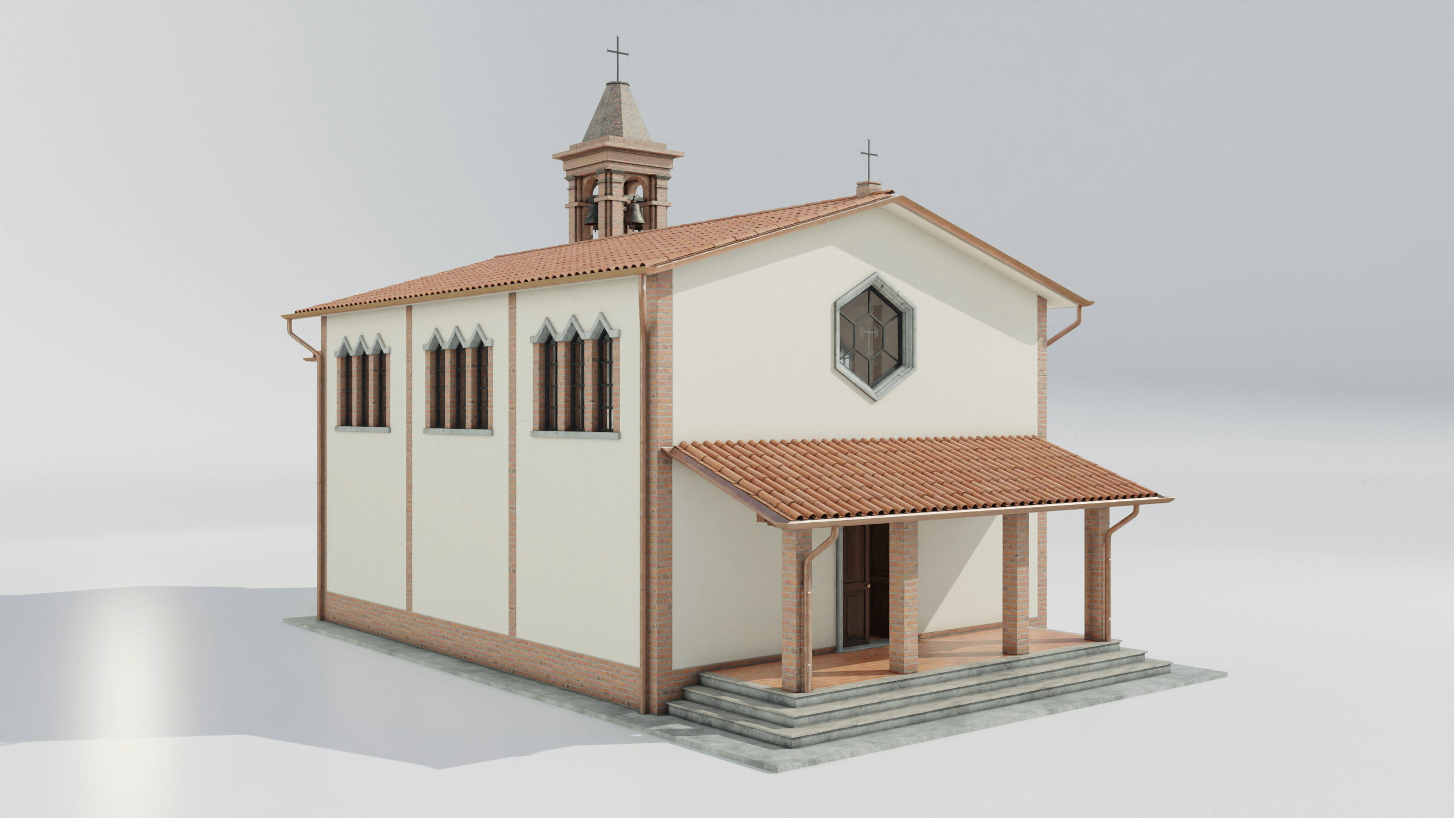 Italian Country Church 3D Render, Digital Art by 3Dmae