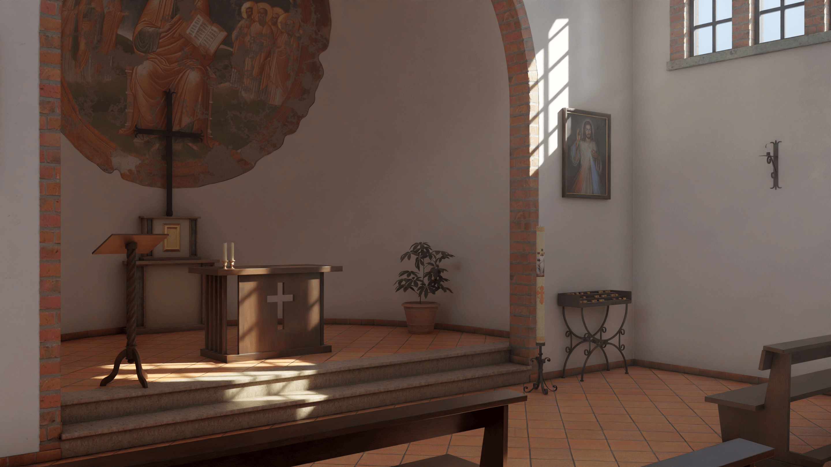 Italian Country Church 3D Render, Digital Art by 3Dmae