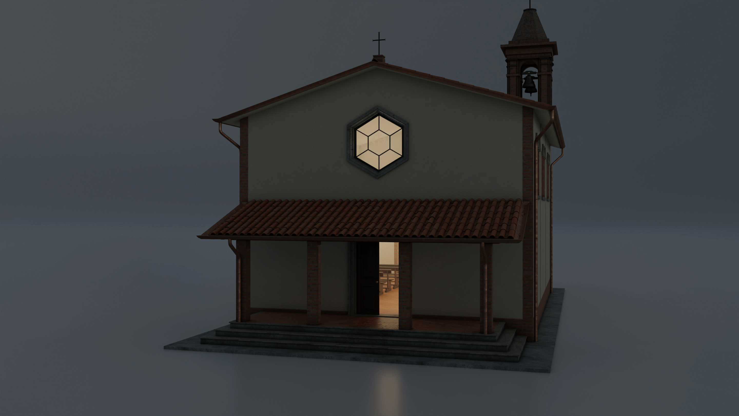 Italian Country Church 3D Render, Digital Art by 3Dmae