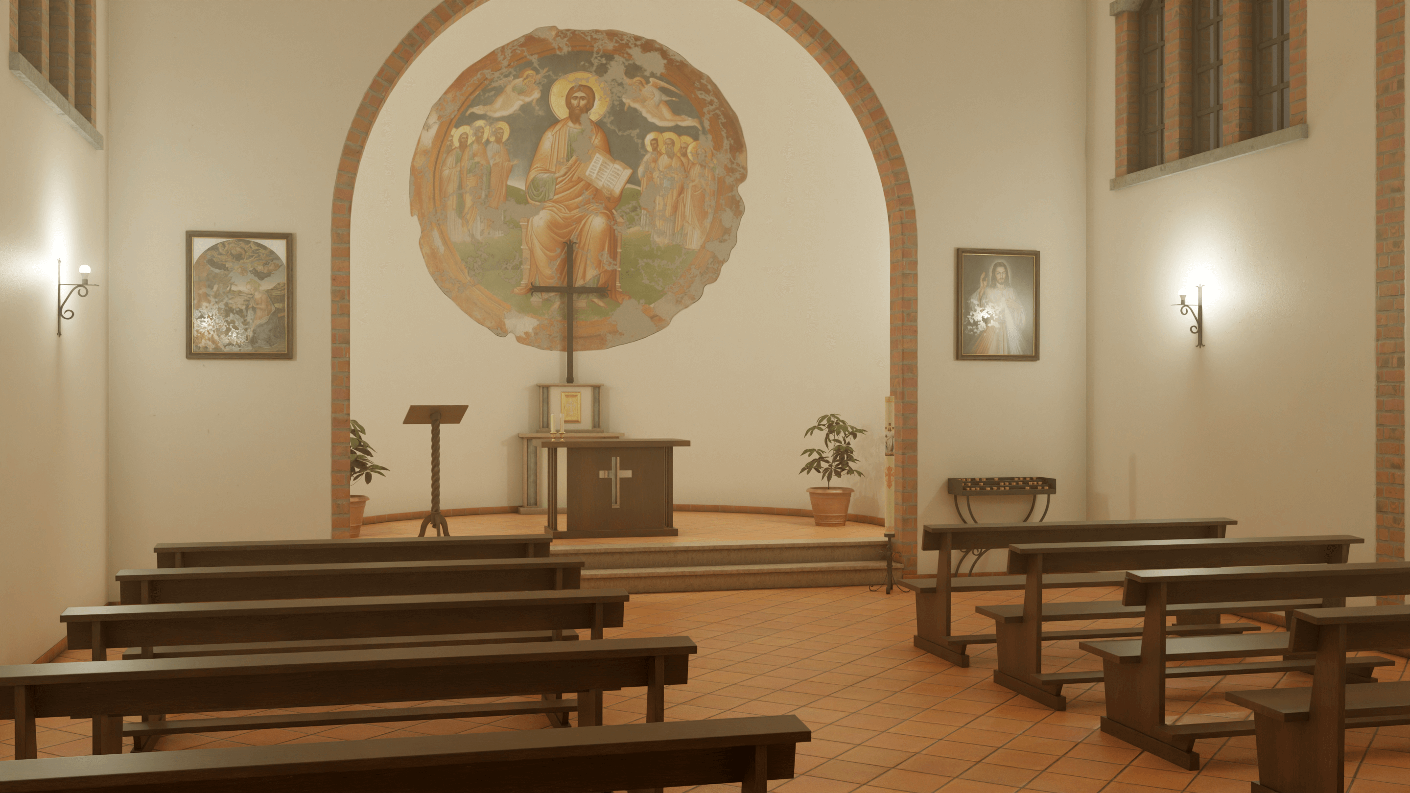 Italian Country Church 3D Render, Digital Art by 3Dmae