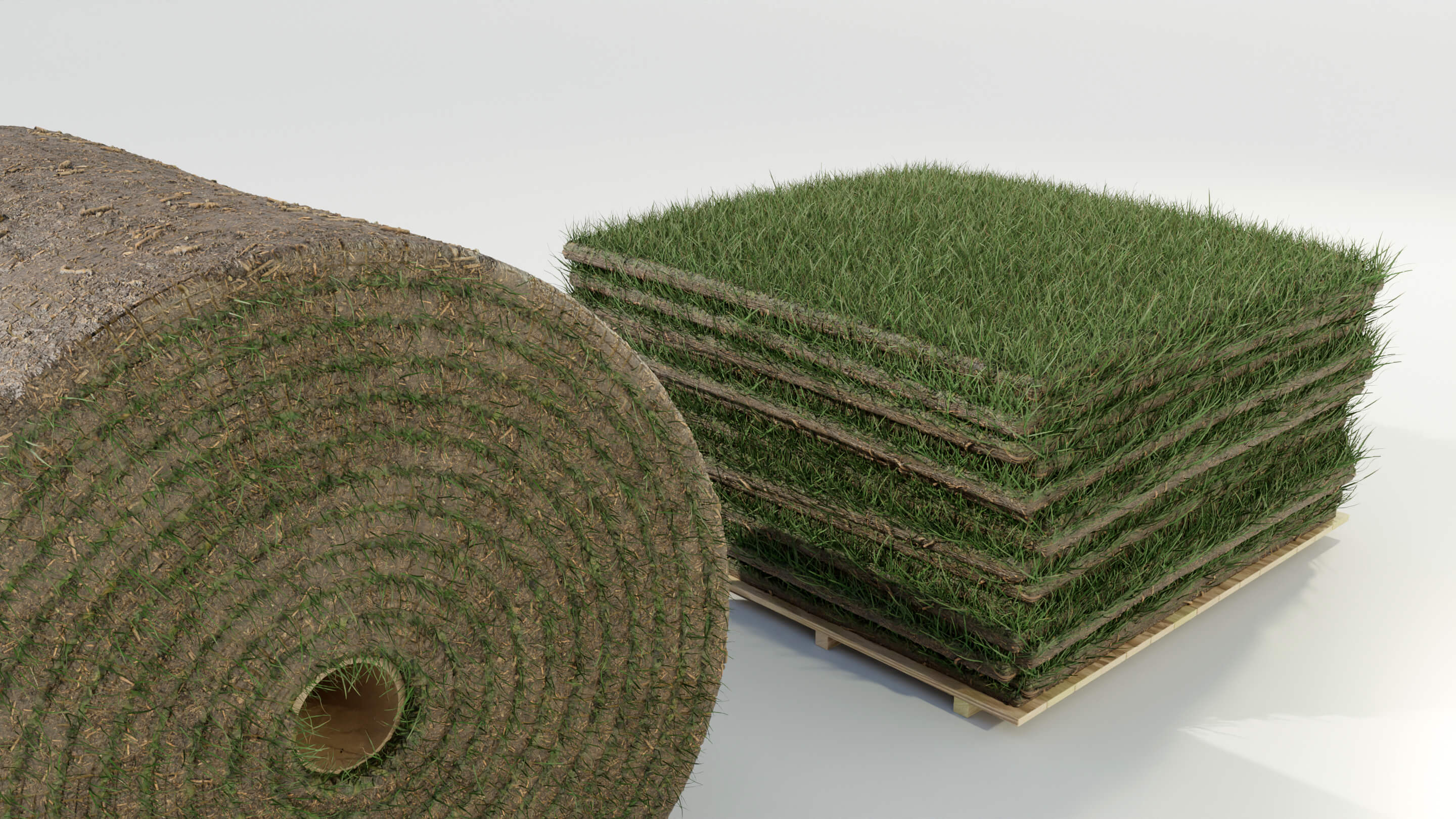 Grass Sod Stack and Roll - 3D Model by 3Dmae