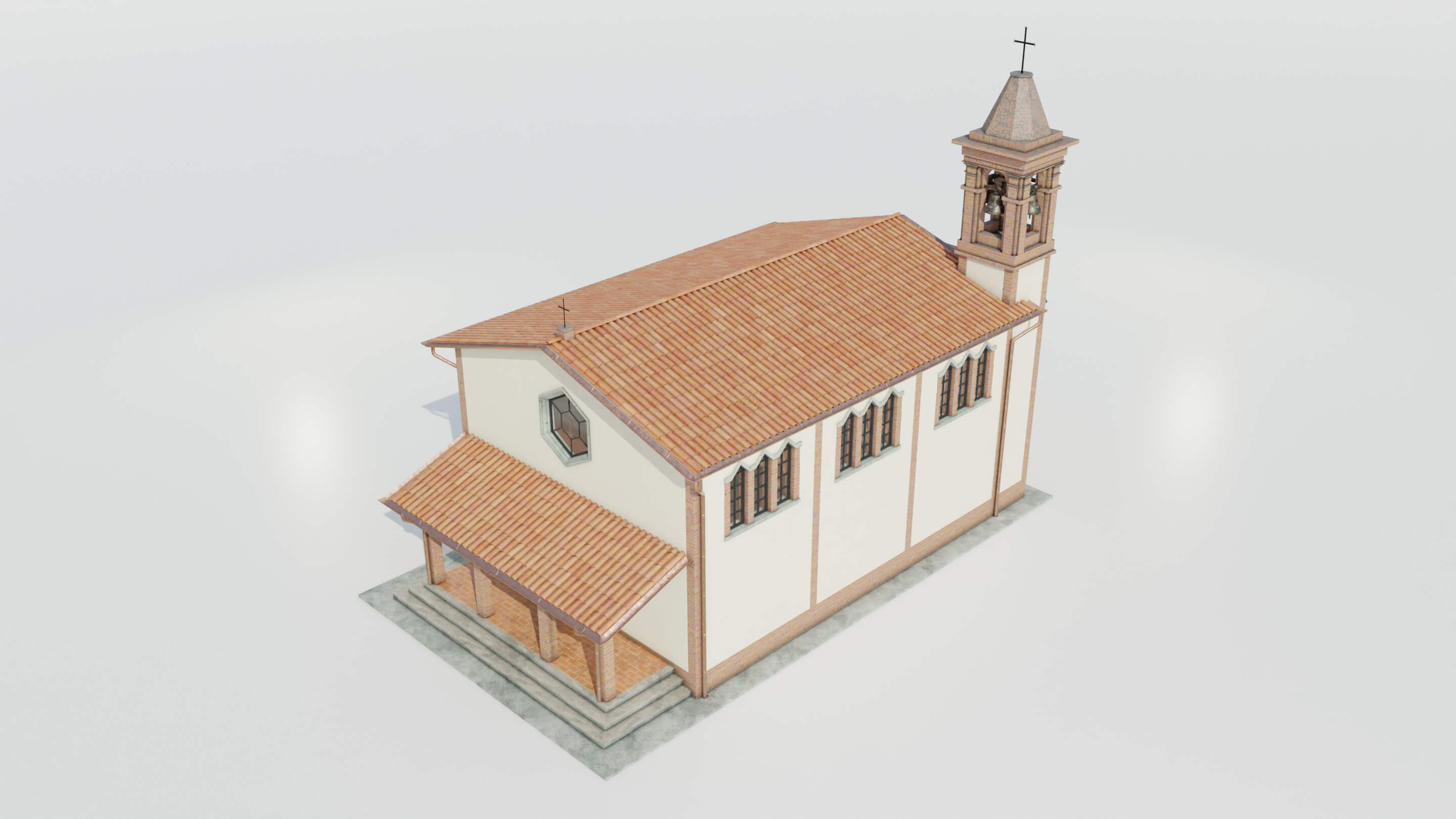Italian Country Church - 3D Model by 3Dmae