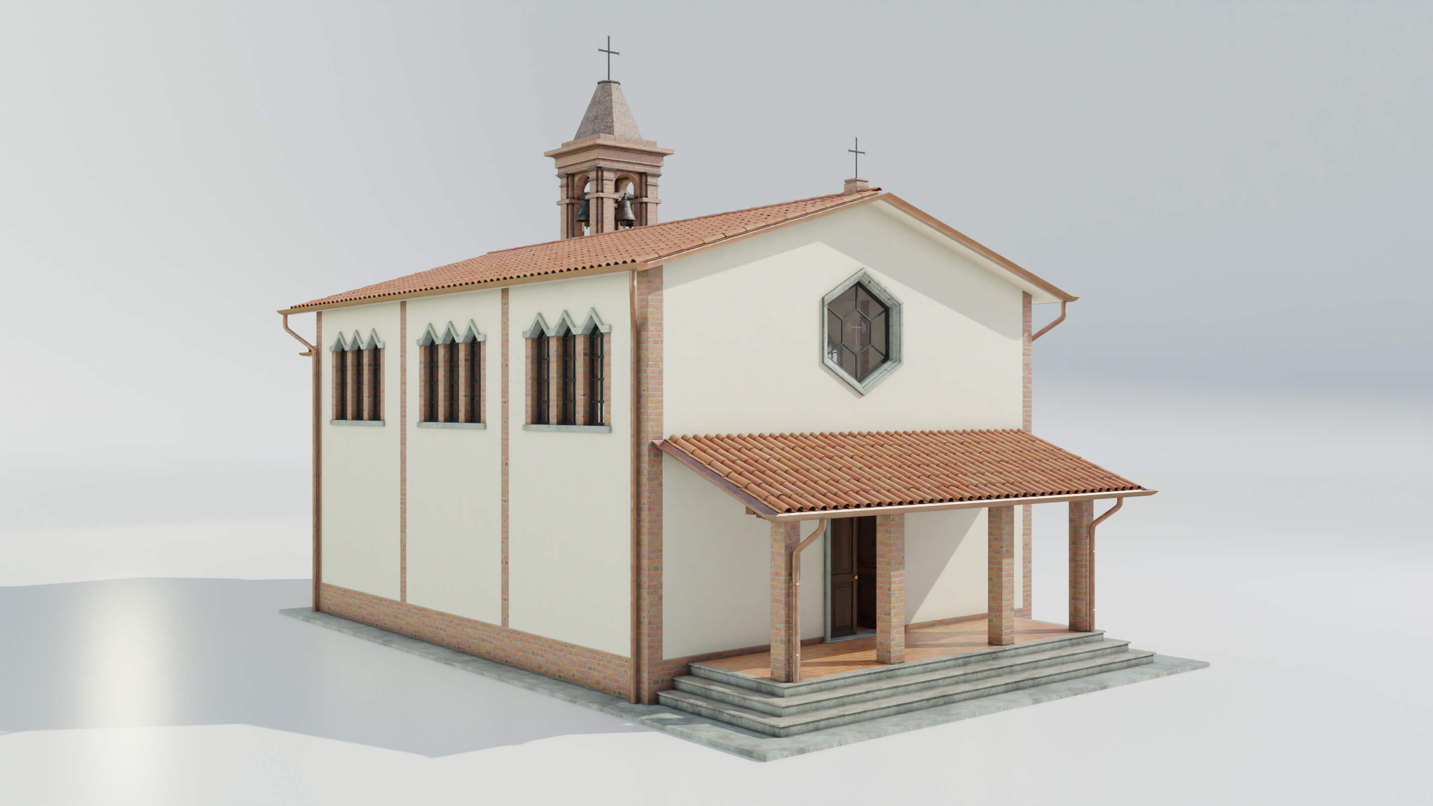 Italian Country Church - 3D Model by 3Dmae