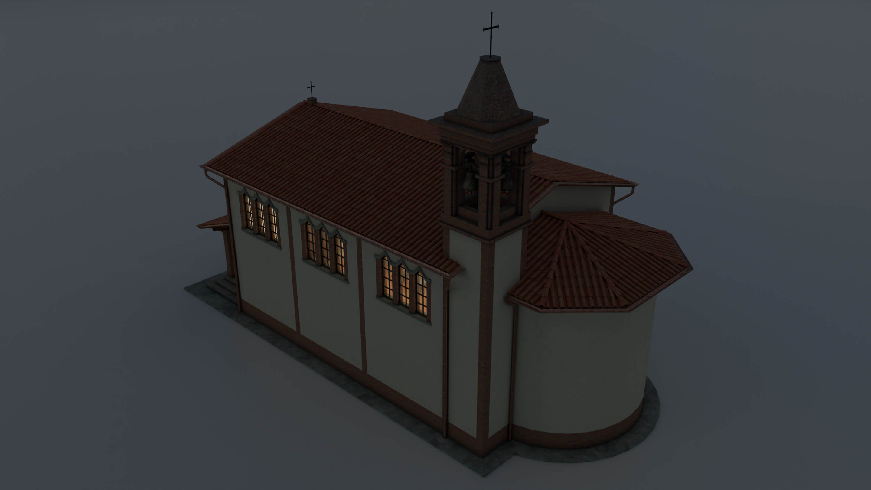 Italian Country Church - 3D Model by 3Dmae