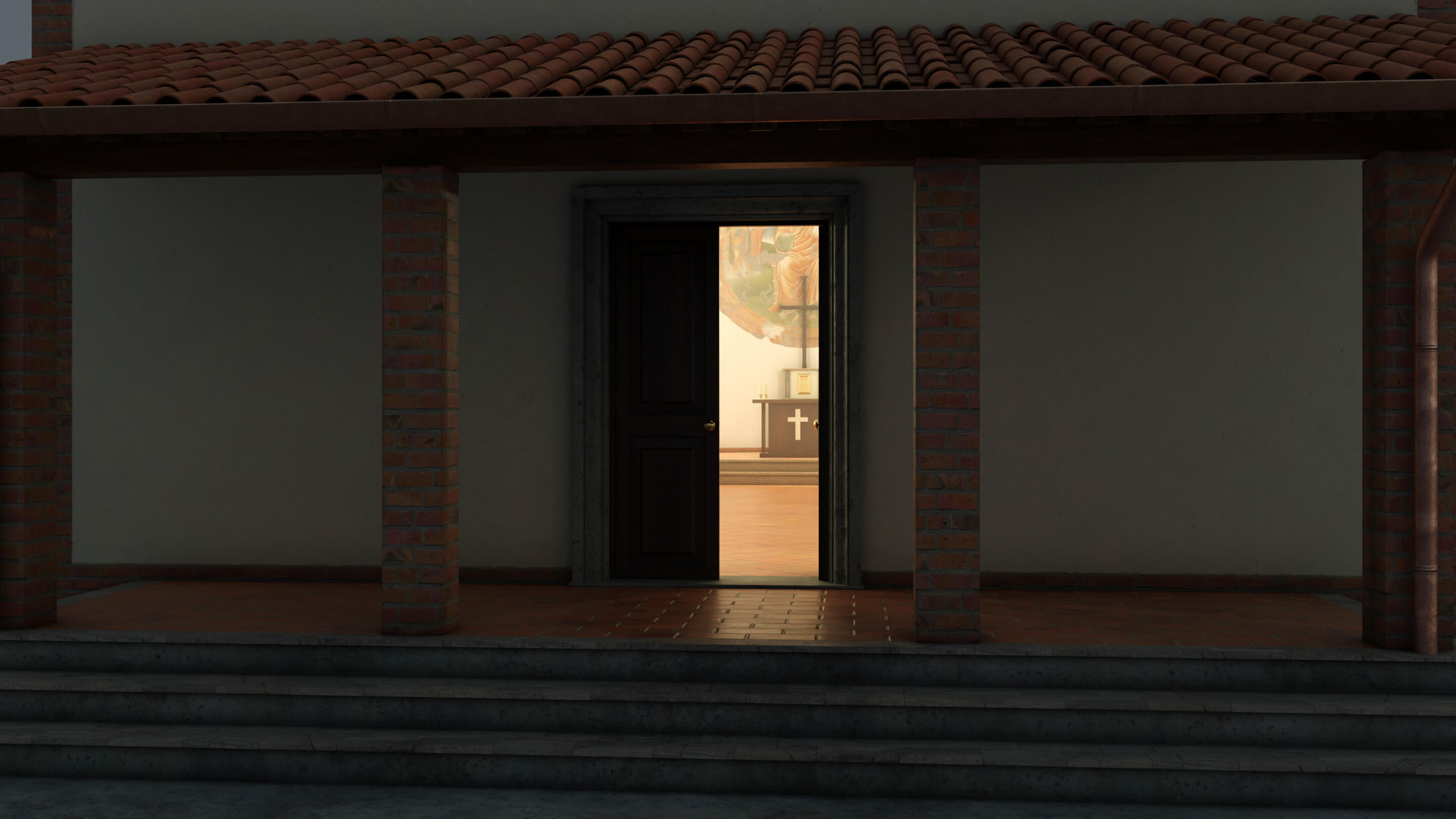 Italian Country Church - 3D Model by 3Dmae