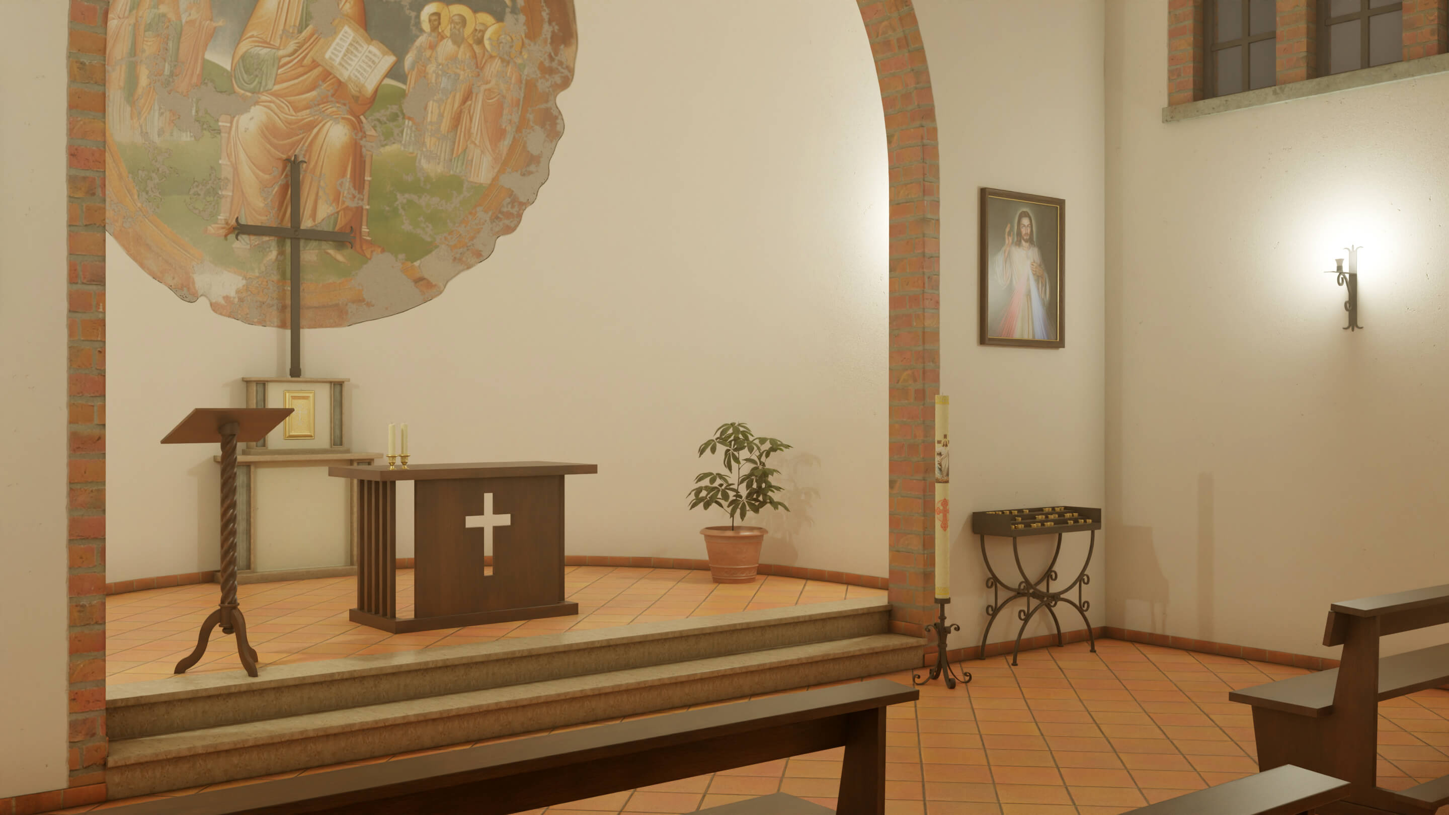 Italian Country Church - 3D Model by 3Dmae