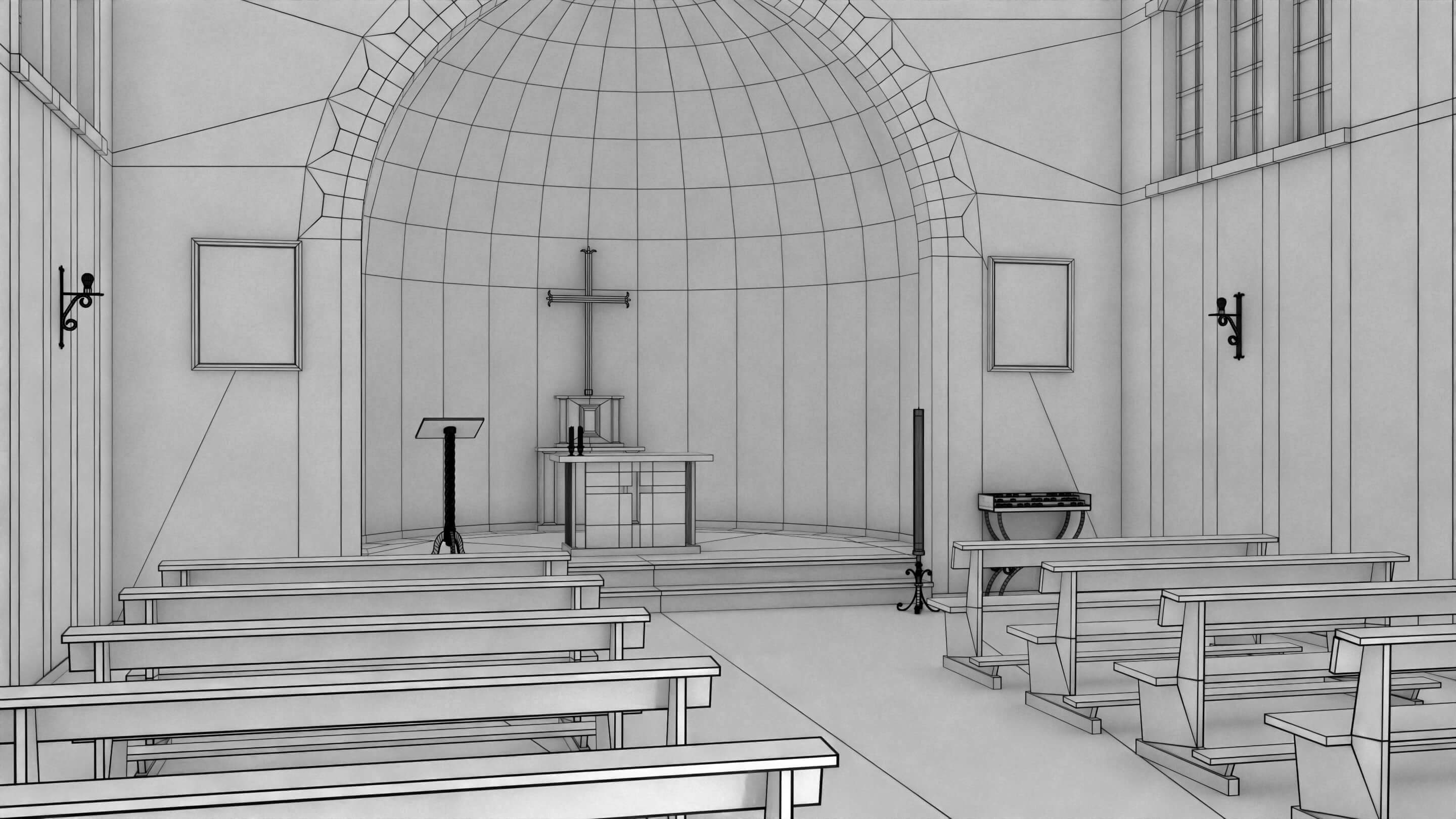 Italian Country Church - 3D Model by 3Dmae