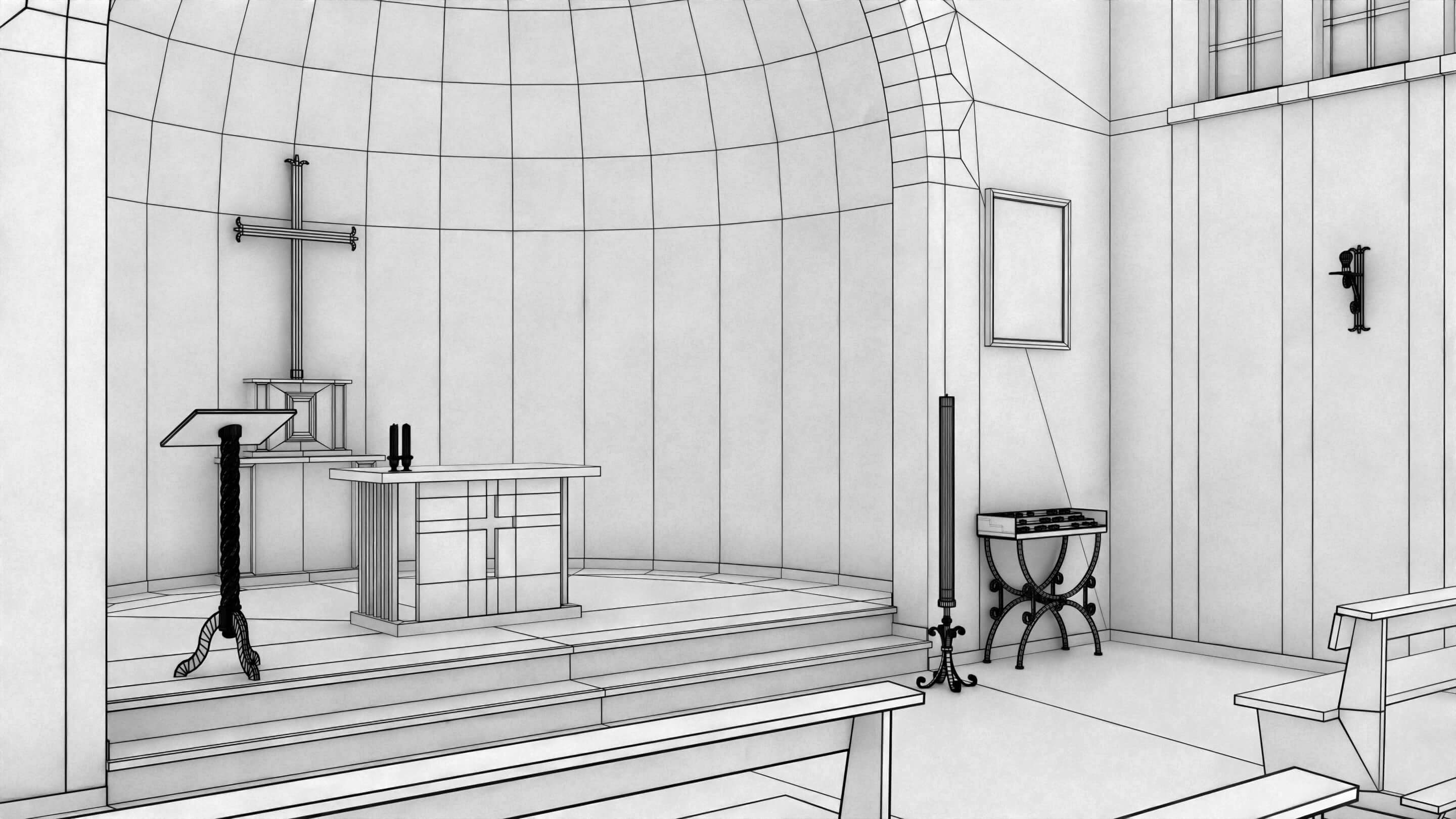 Italian Country Church - 3D Model by 3Dmae