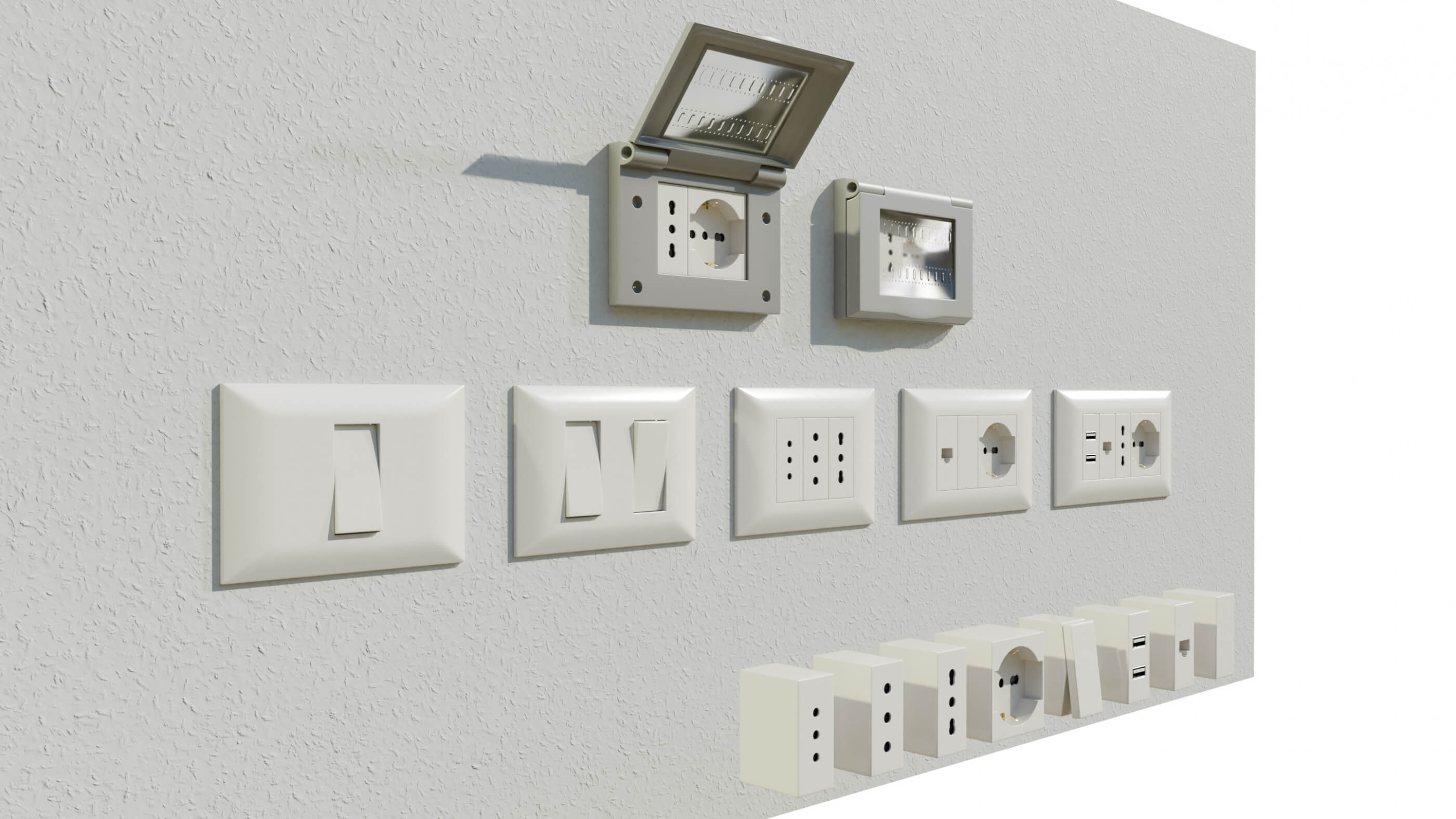 Italian Electrical Sockets Collection - 3D Model by 3Dmae