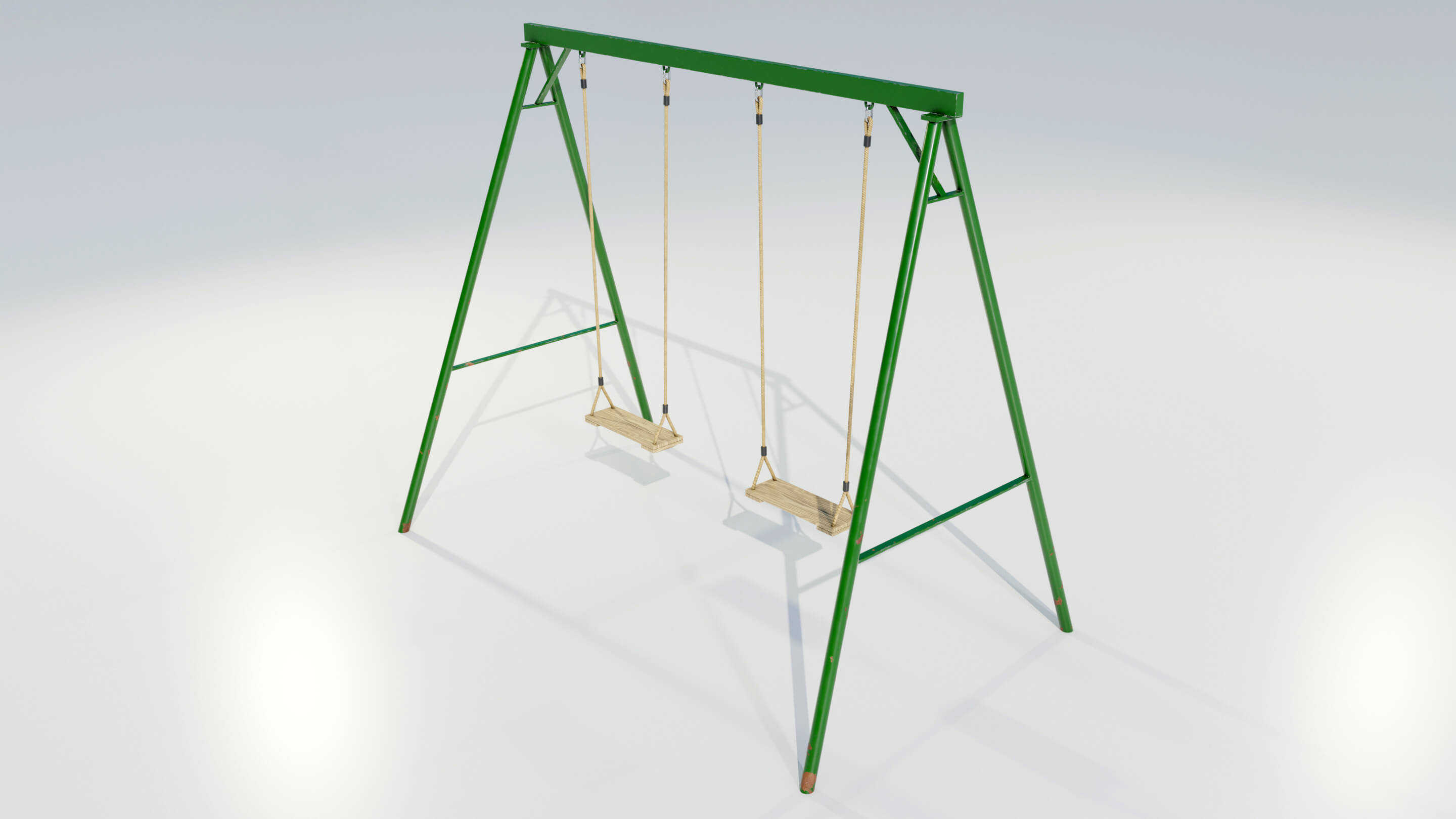 Metal Swing With Wooden Seats - 3D Model by 3Dmae
