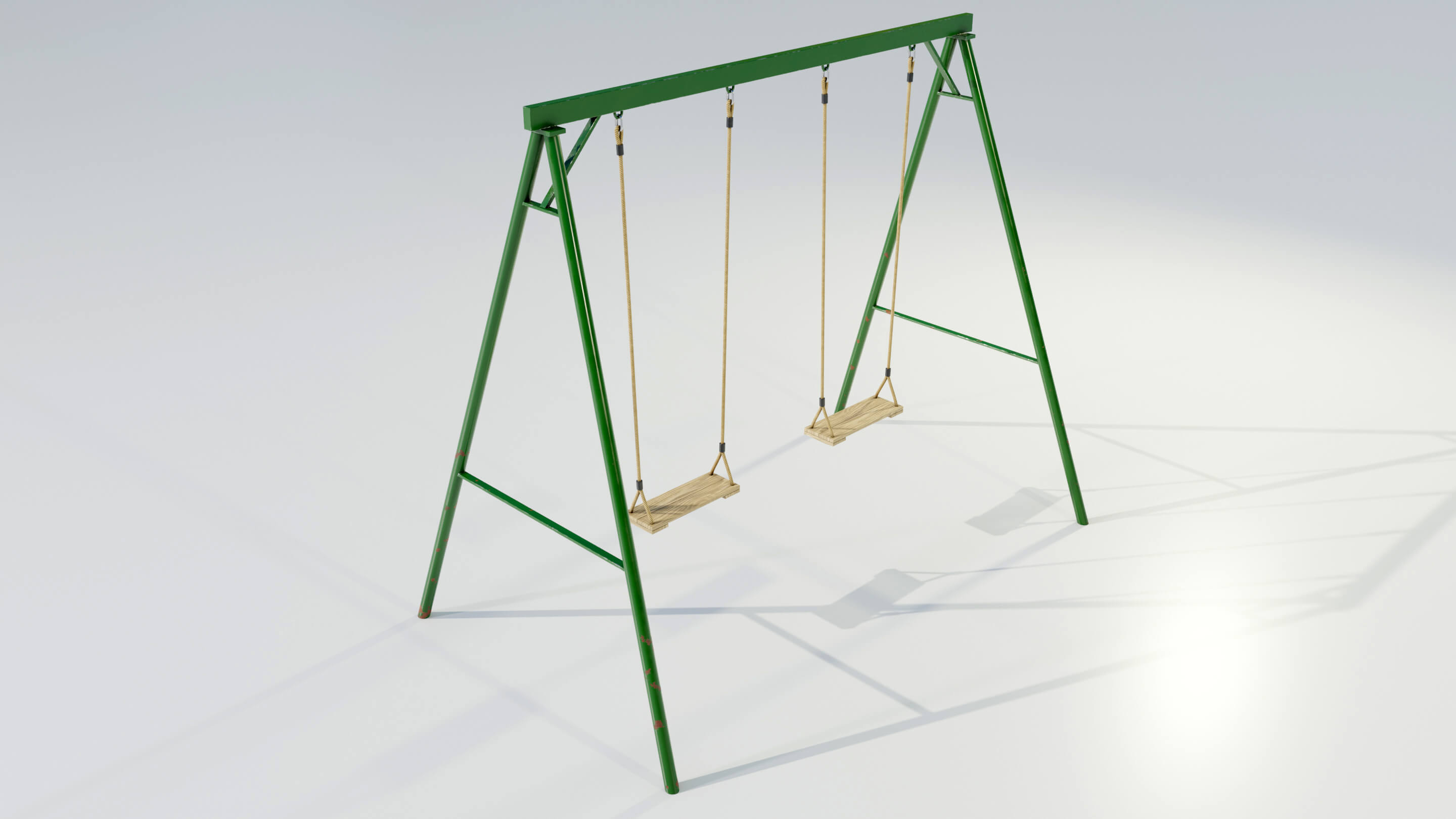 Metal Swing With Wooden Seats - 3D Model by 3Dmae