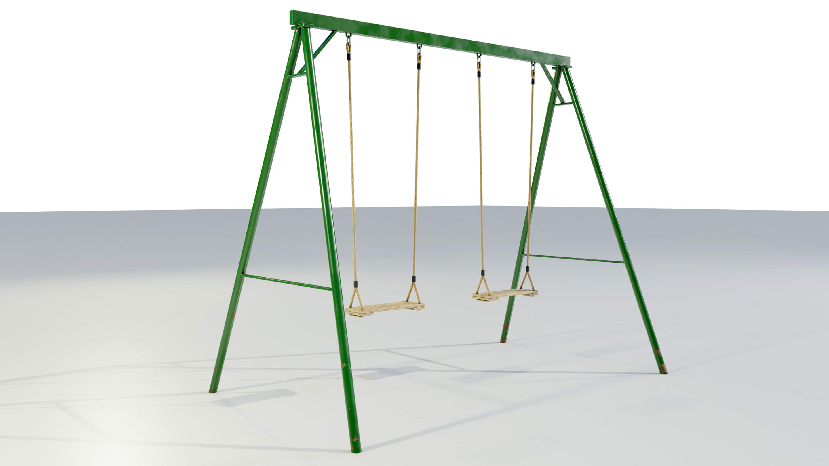 Metal Swing With Wooden Seats - 3D Model by 3Dmae