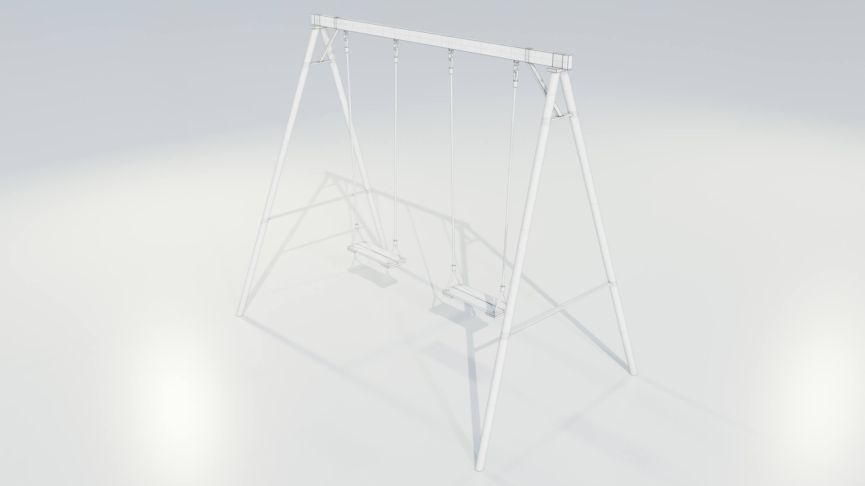Metal Swing With Wooden Seats - 3D Model by 3Dmae