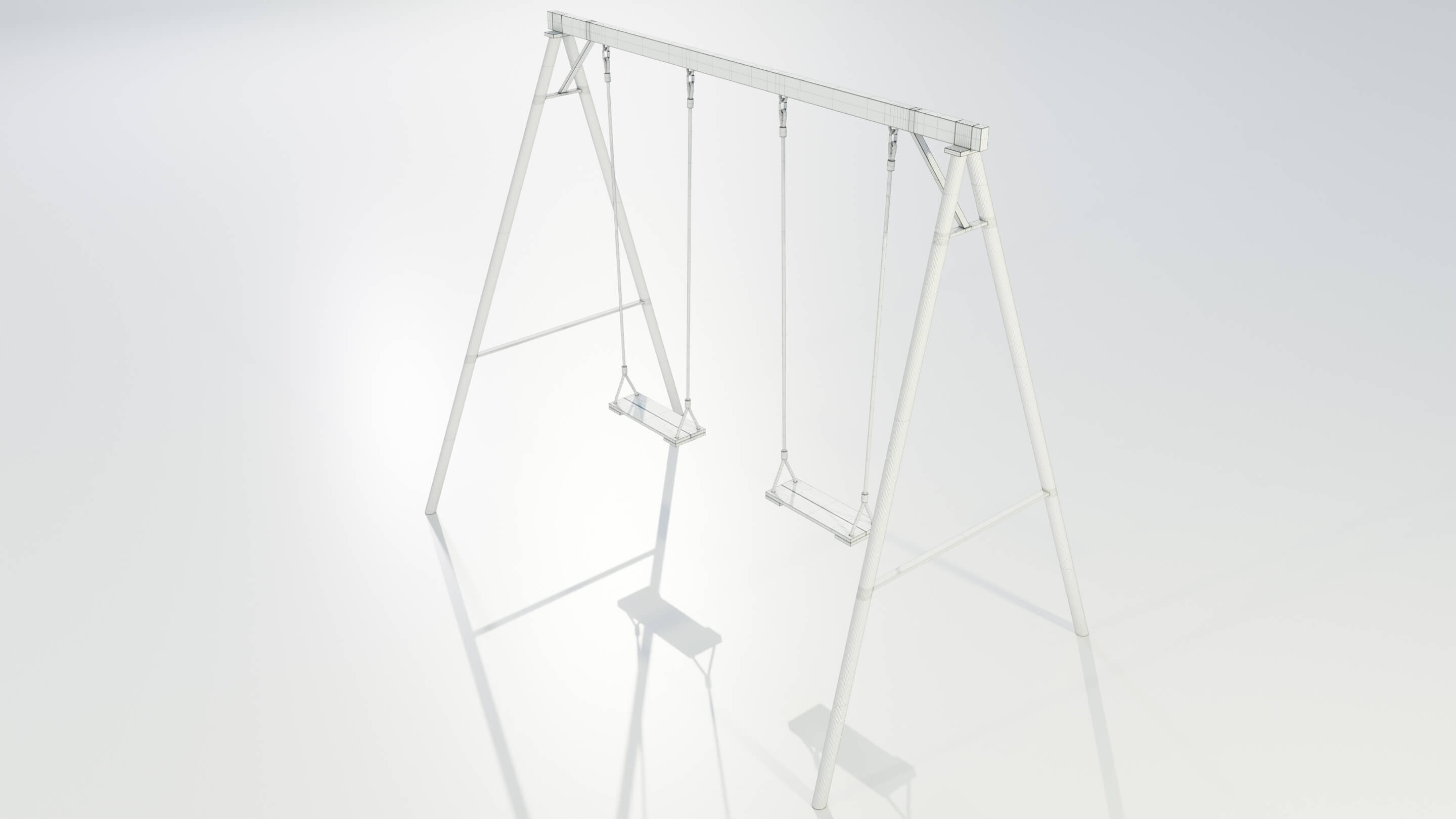 Metal Swing With Wooden Seats - 3D Model by 3Dmae