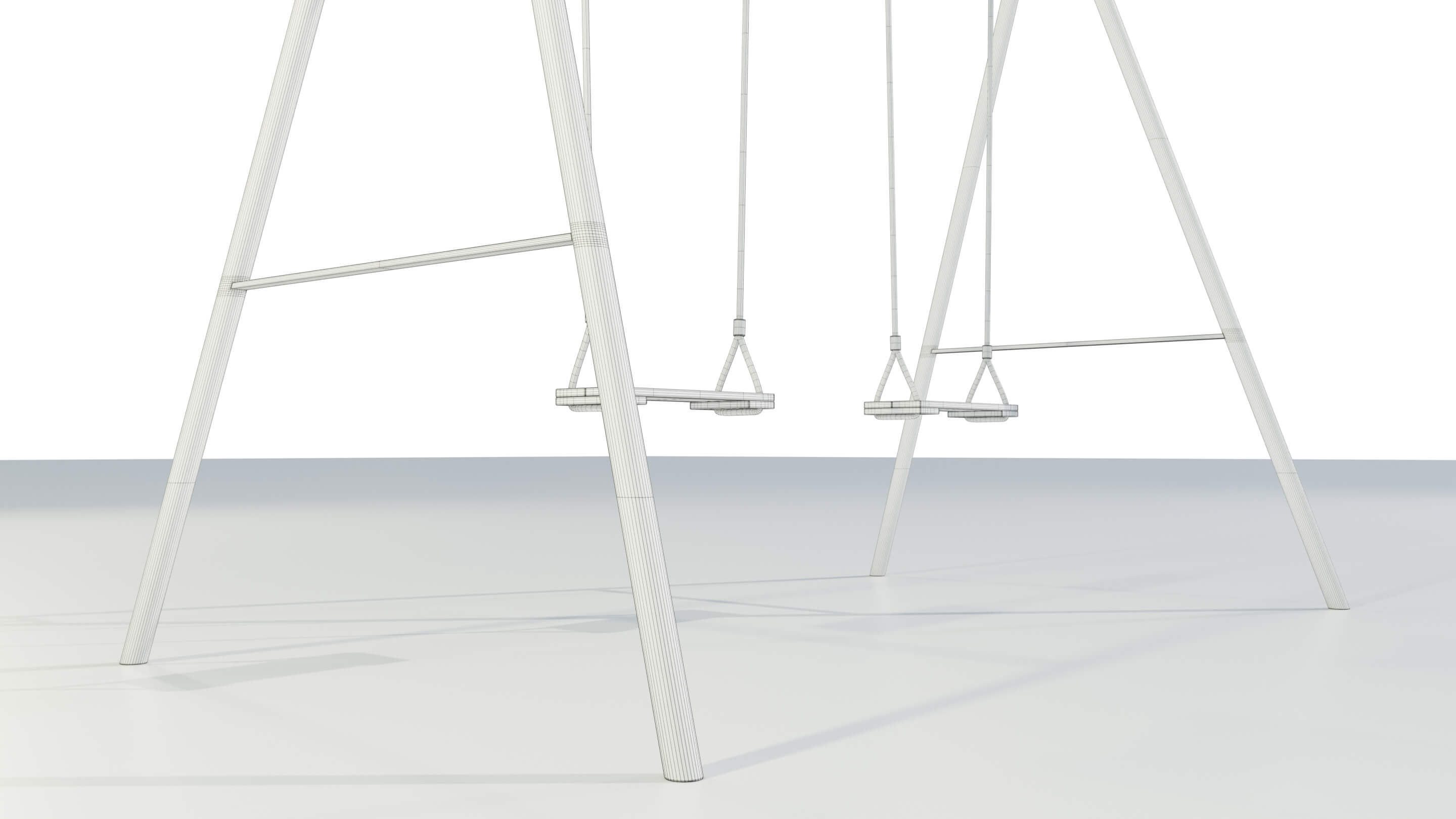 Metal Swing With Wooden Seats - 3D Model by 3Dmae
