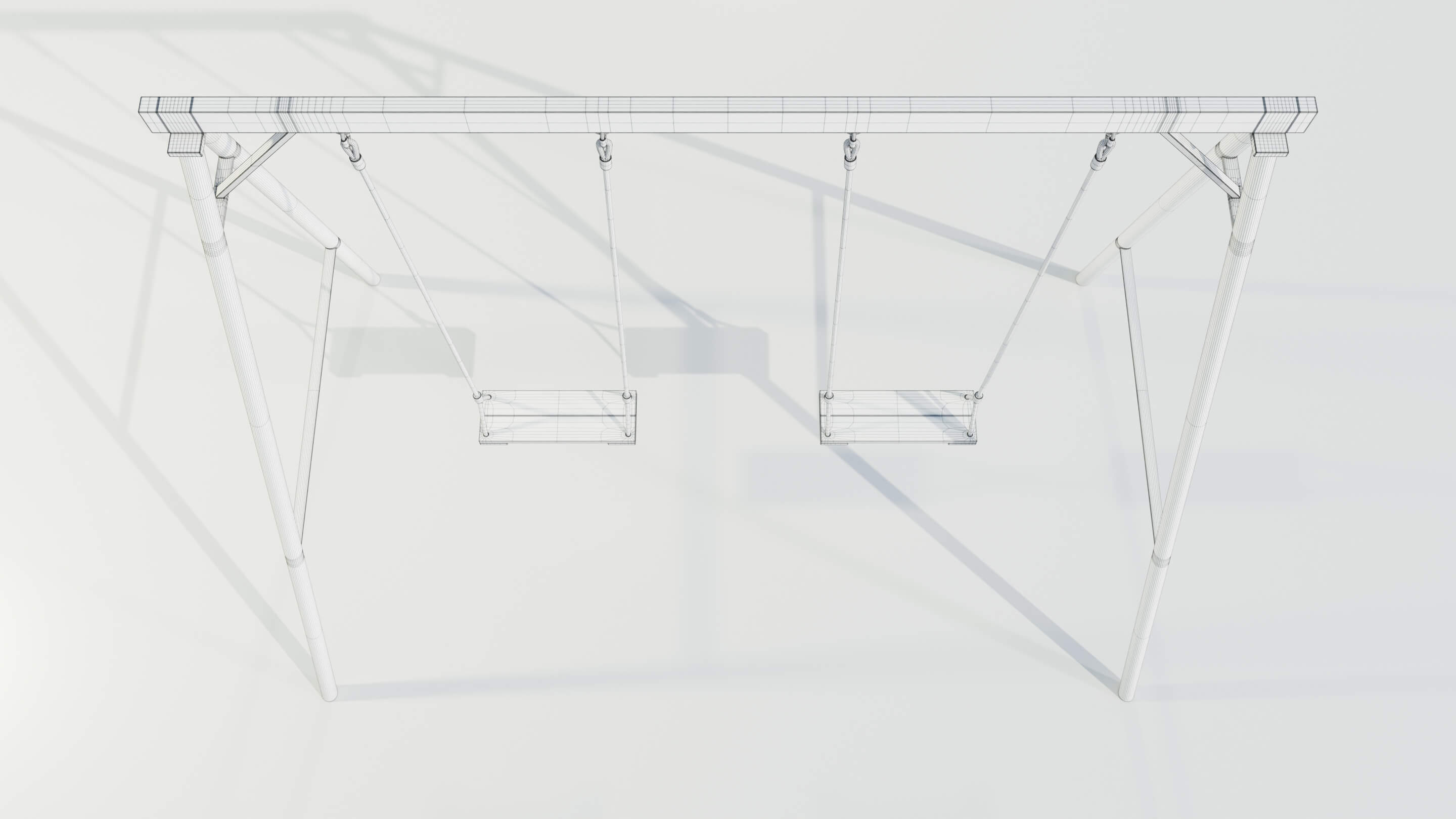 Metal Swing With Wooden Seats - 3D Model by 3Dmae