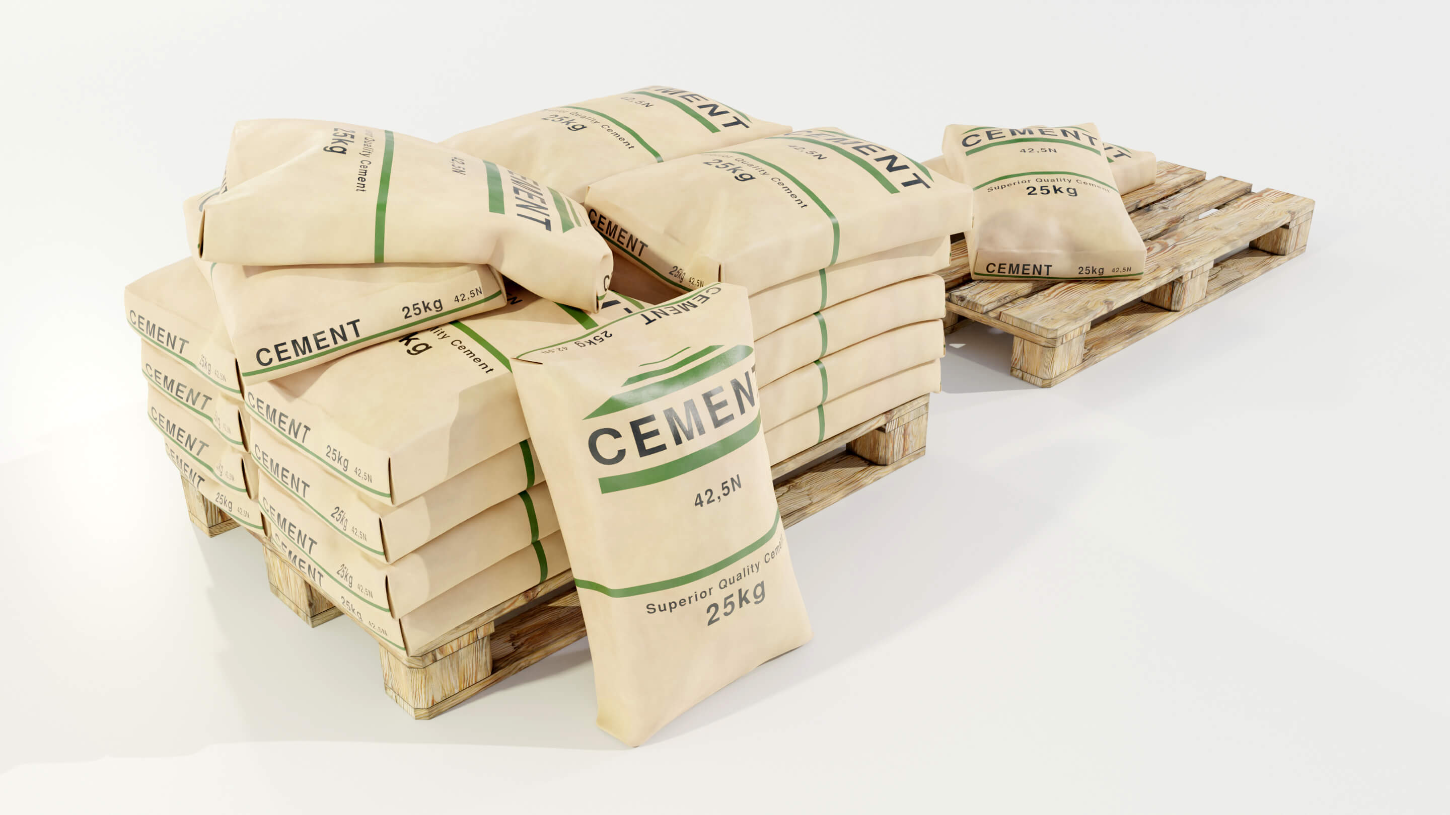 Pallet With Cement Bags - 3D Model by 3Dmae