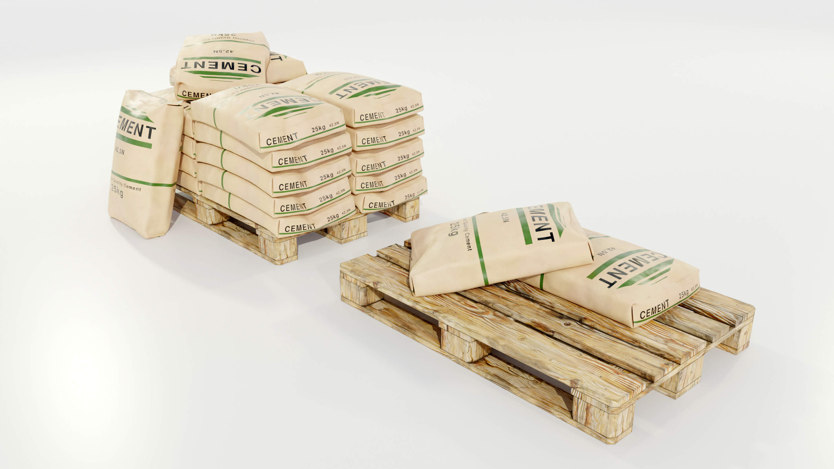 Pallet With Cement Bags - 3D Model by 3Dmae