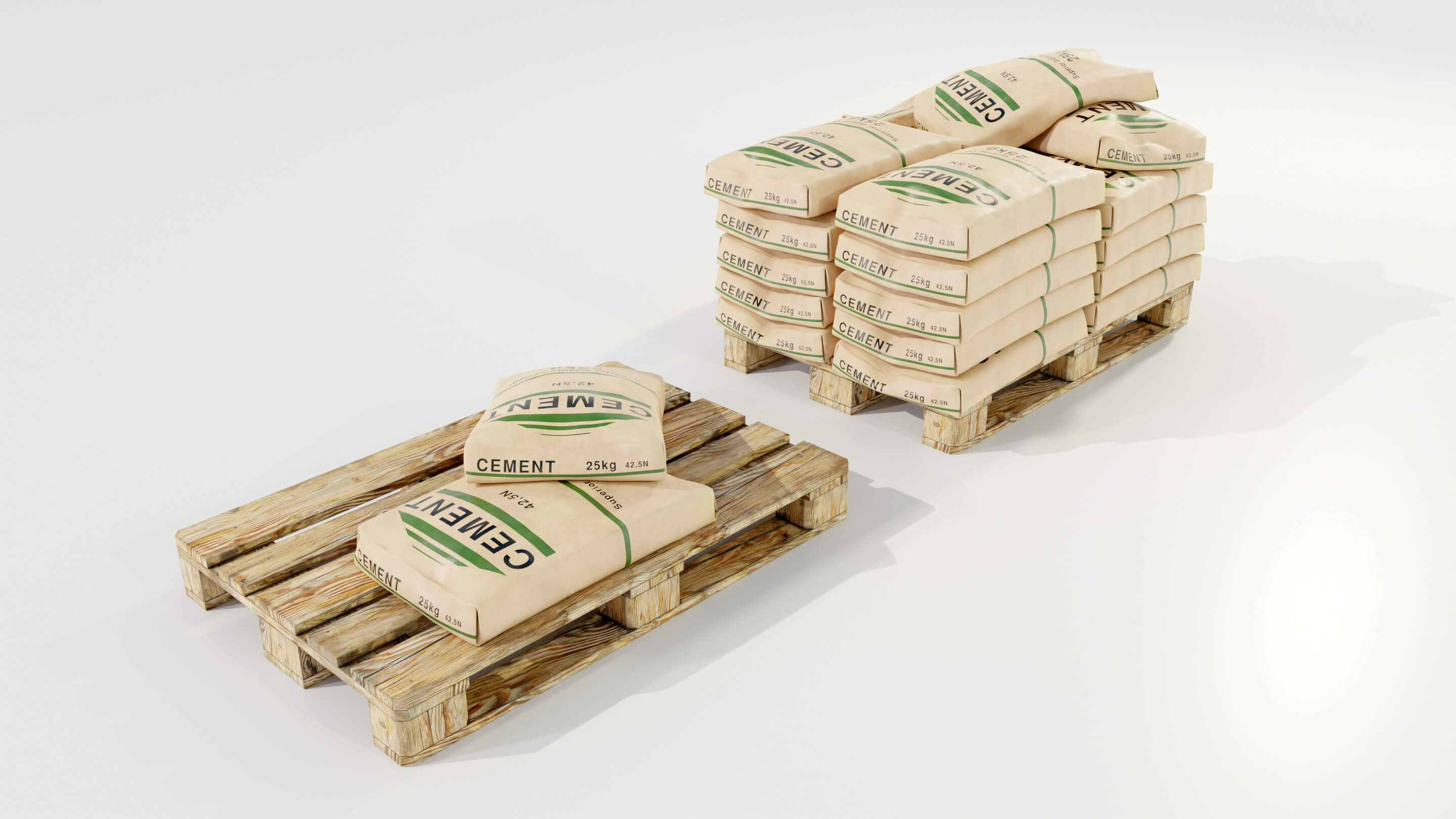 Pallet With Cement Bags - 3D Model by 3Dmae