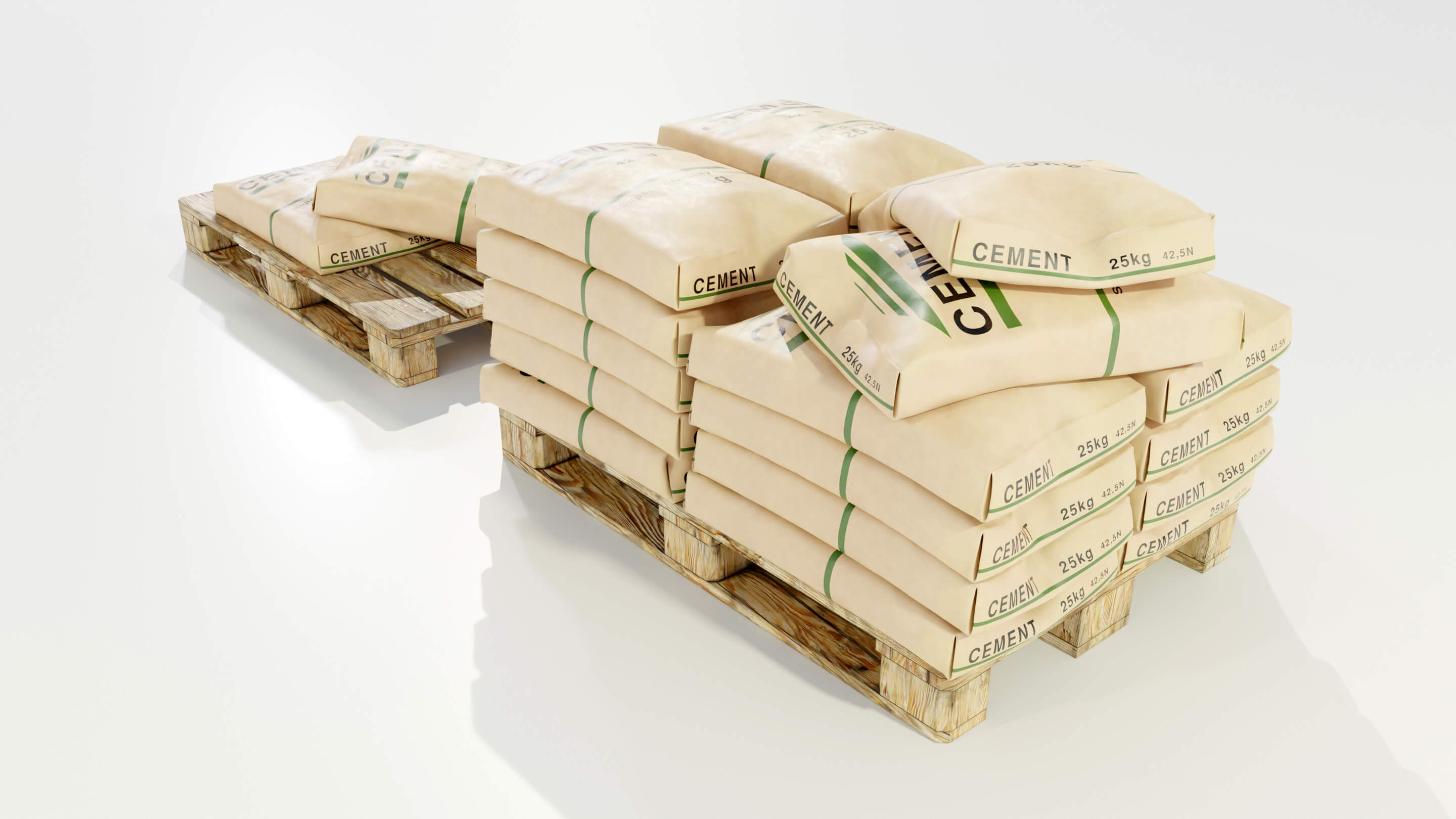 Pallet With Cement Bags - 3D Model by 3Dmae