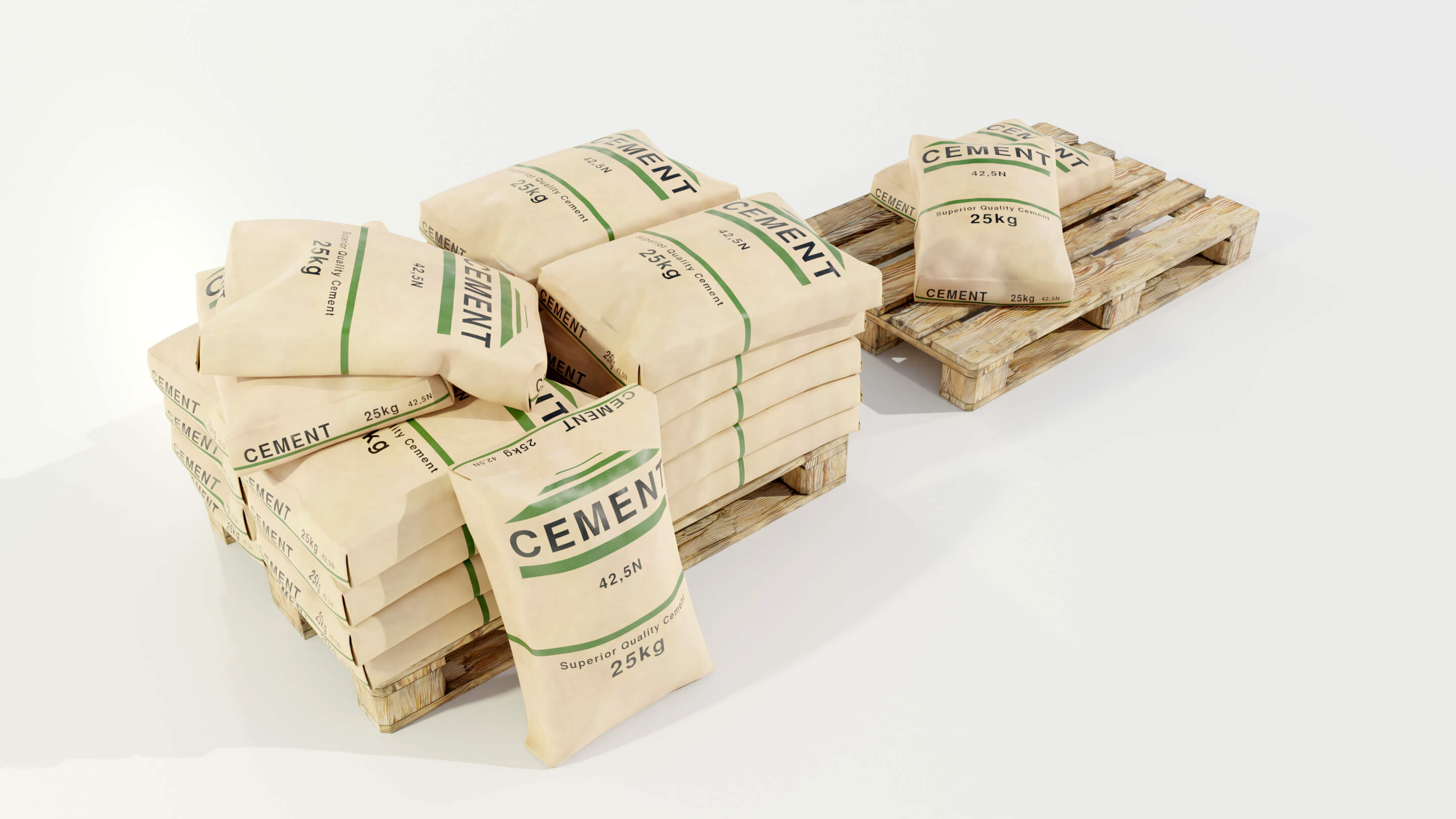 Pallet With Cement Bags - 3D Model by 3Dmae