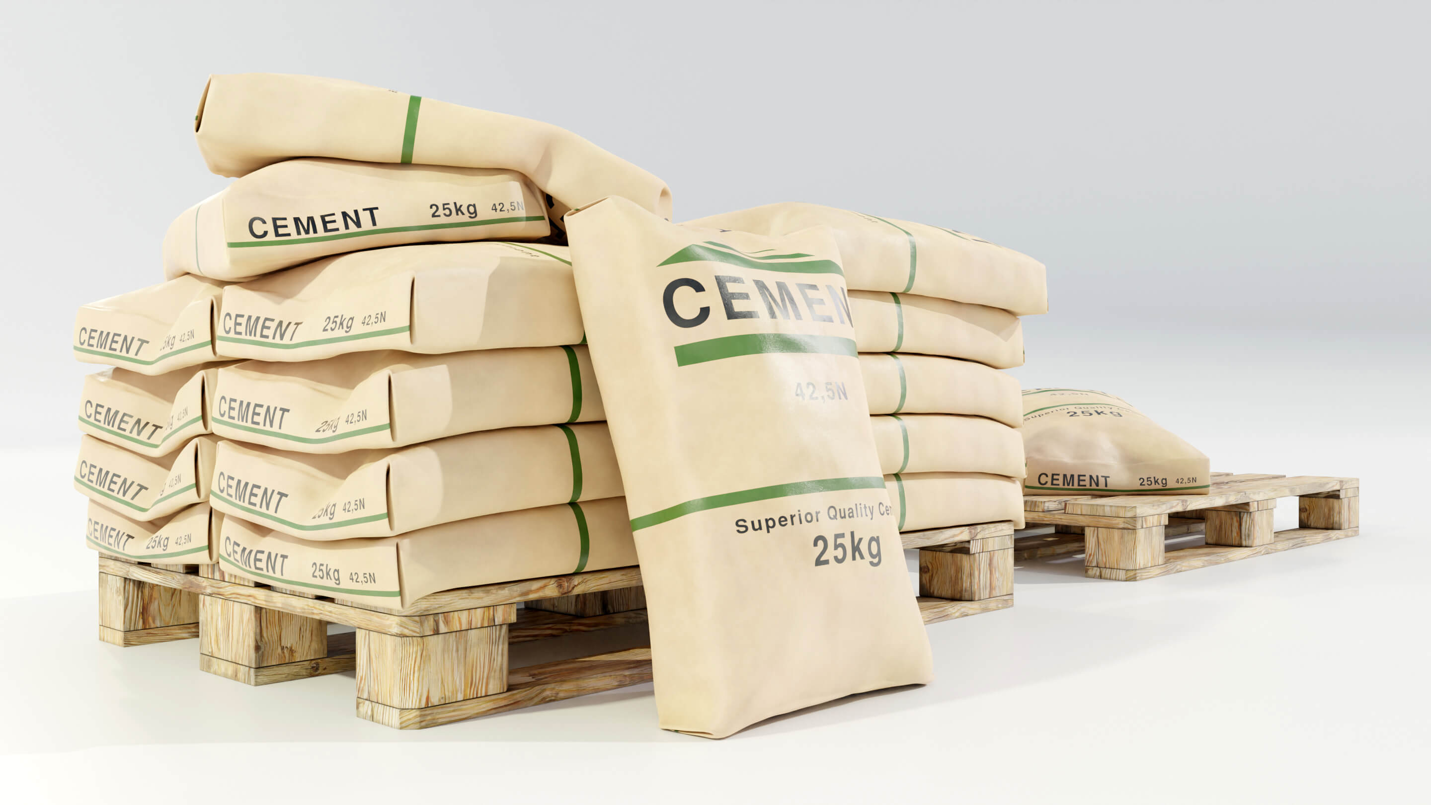 Pallet With Cement Bags - 3D Model by 3Dmae