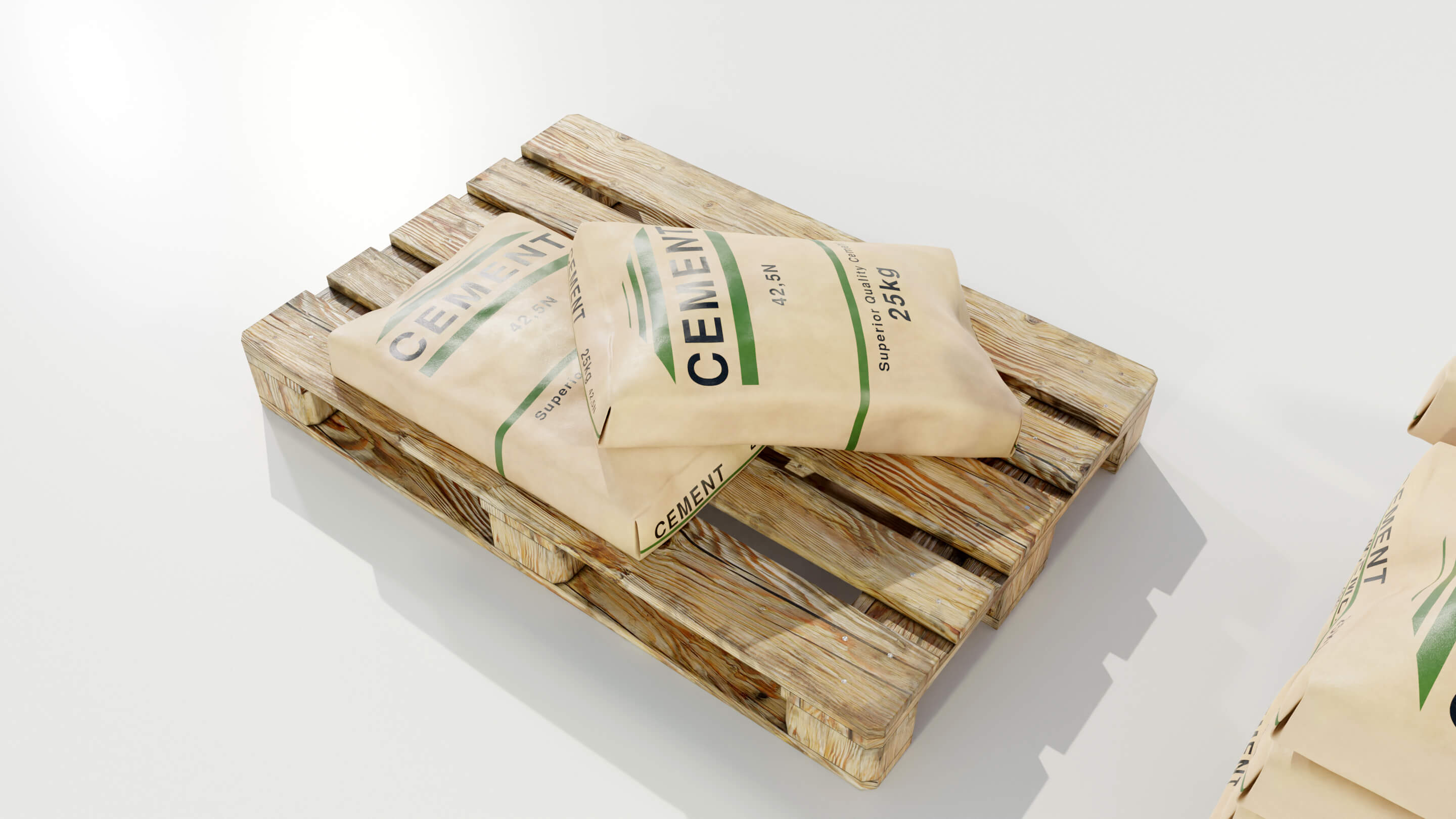 Pallet With Cement Bags - 3D Model by 3Dmae