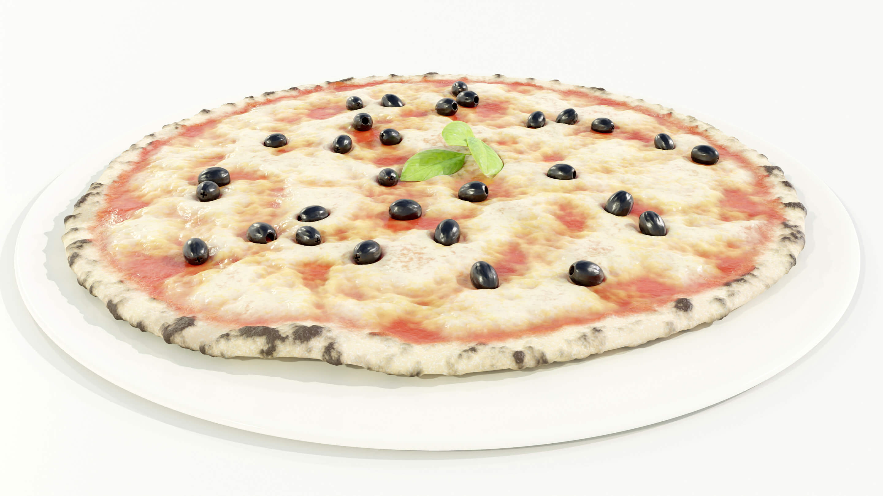 Pizza With Olives - 3D Model by 3Dmae