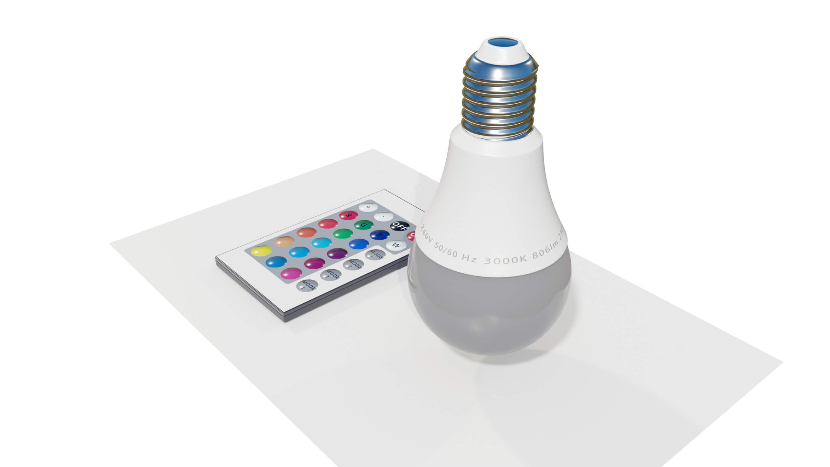 RGB Light Bulb With Remote Control - 3D Model by 3Dmae