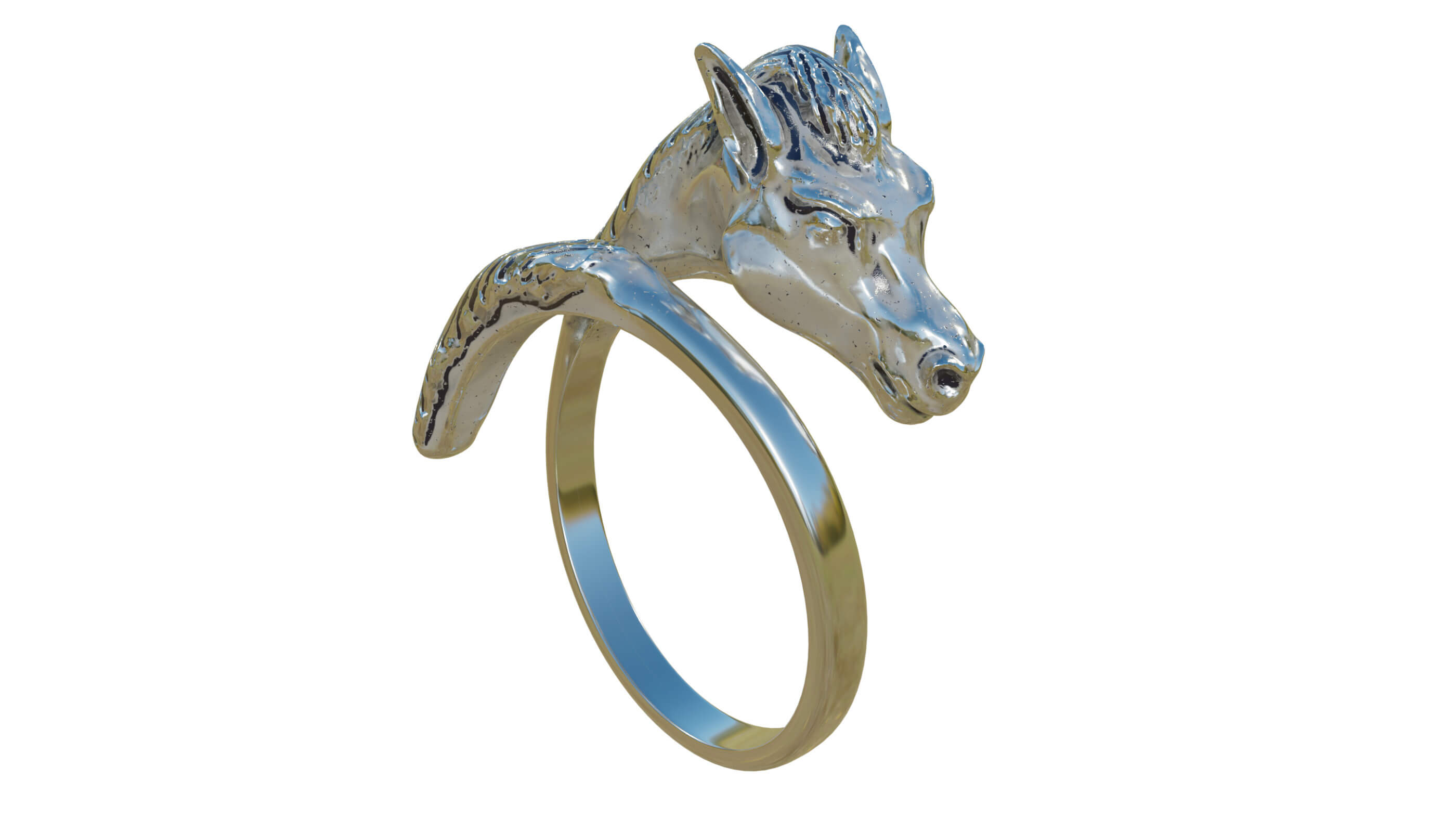 Silver Horse Ring - 3D Model by 3Dmae