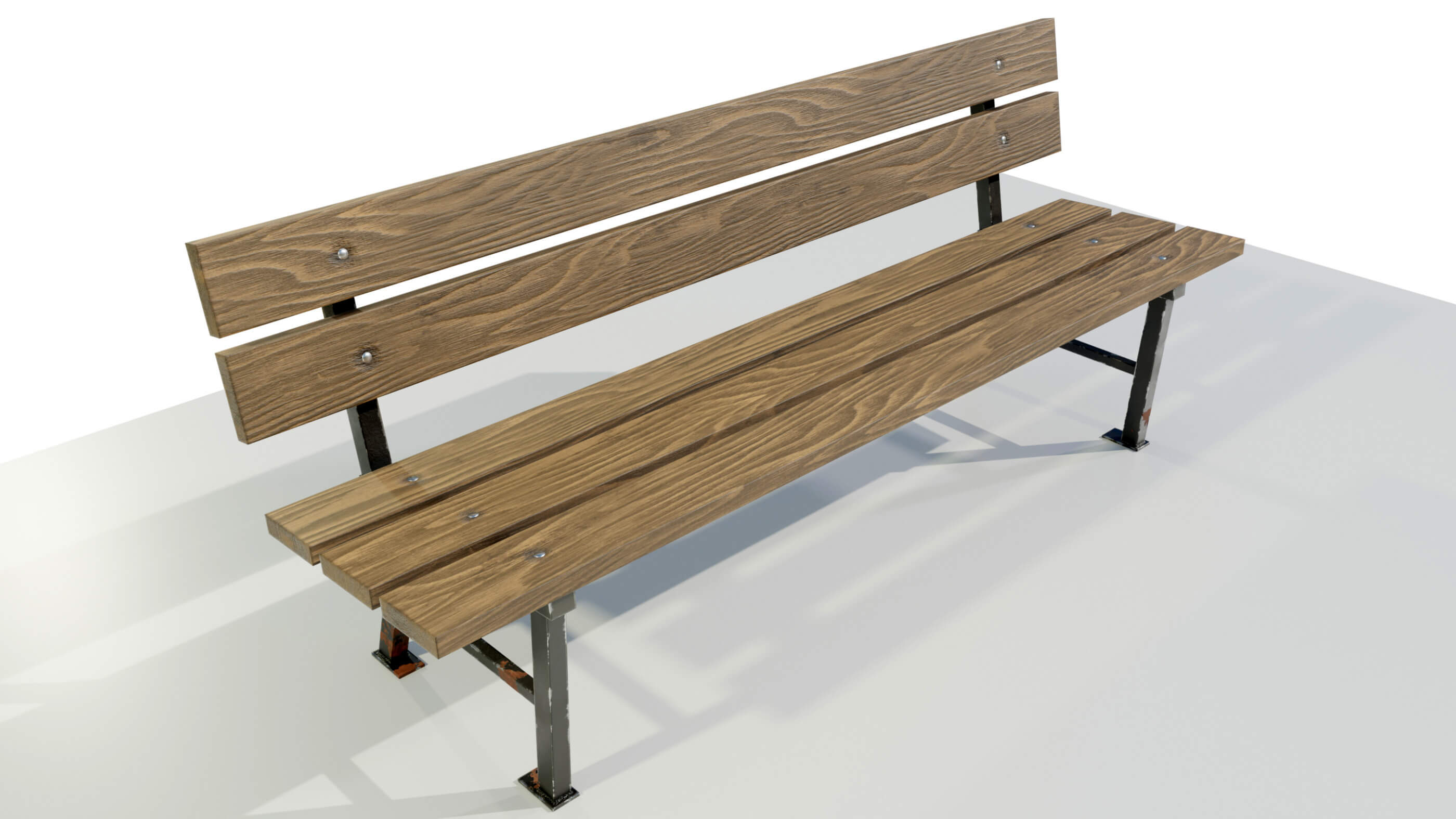 Wood Metal Bench - 3D Model by 3Dmae
