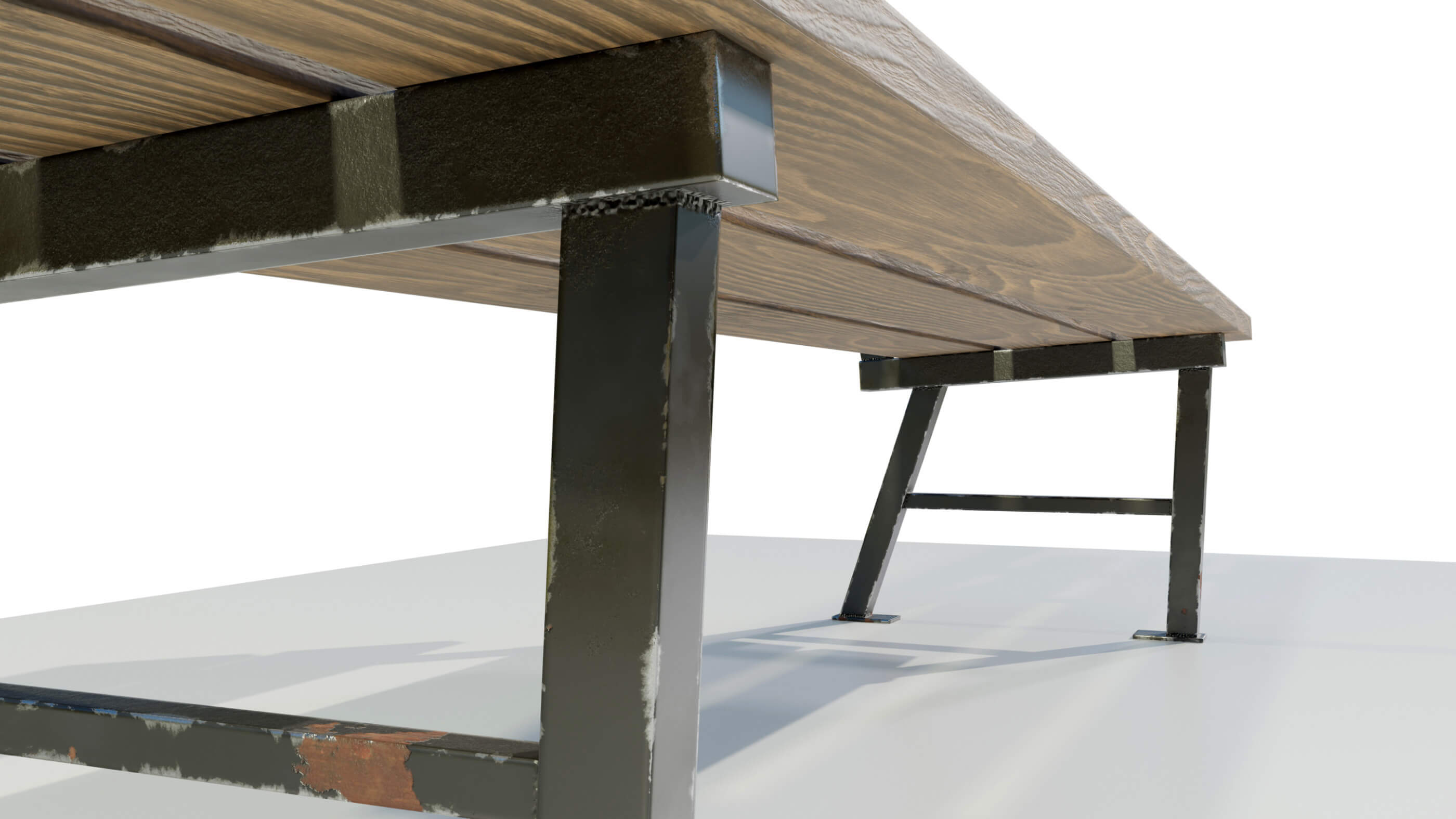 Wood Metal Bench - 3D Model by 3Dmae