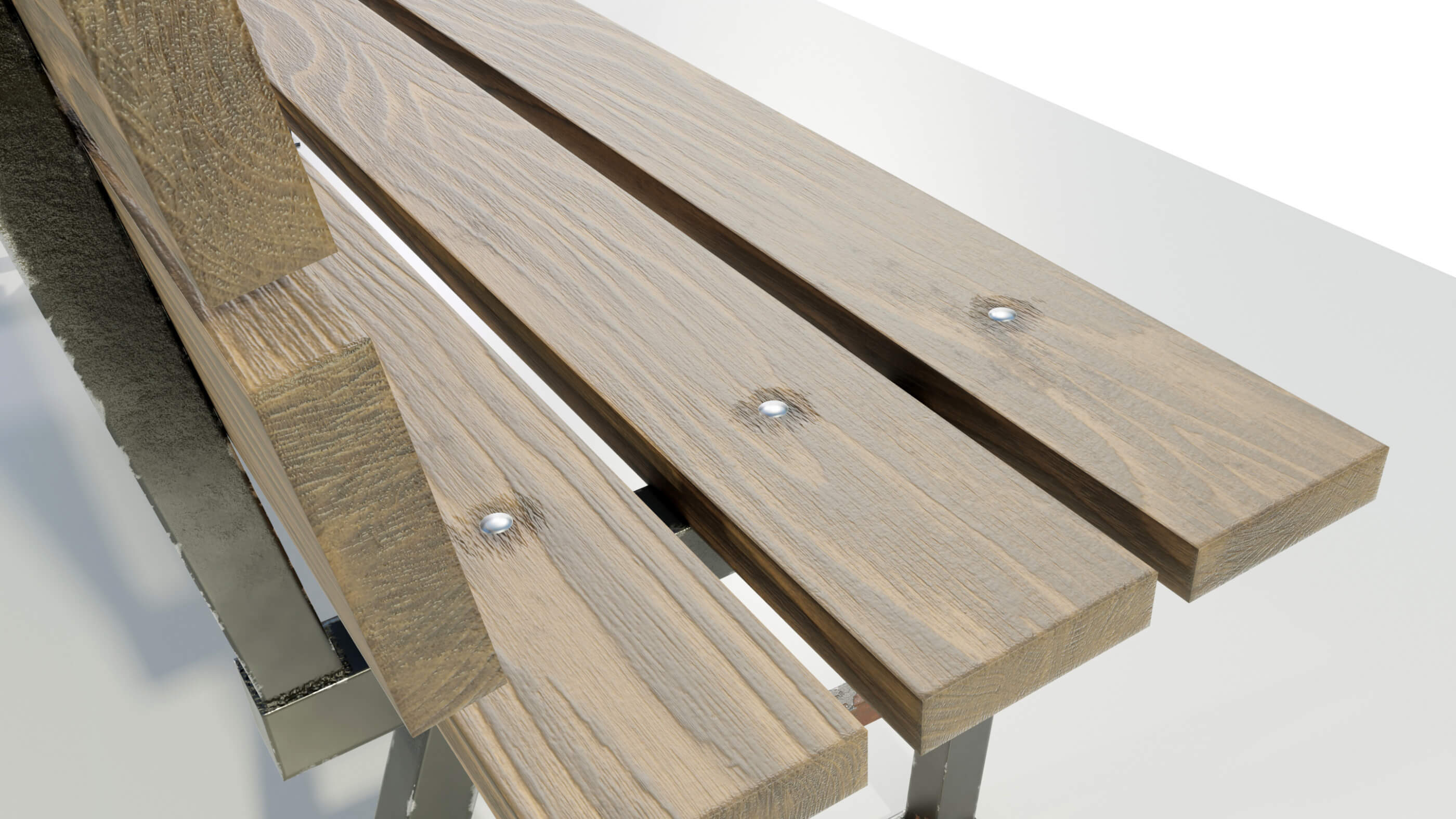 Wood Metal Bench - 3D Model by 3Dmae