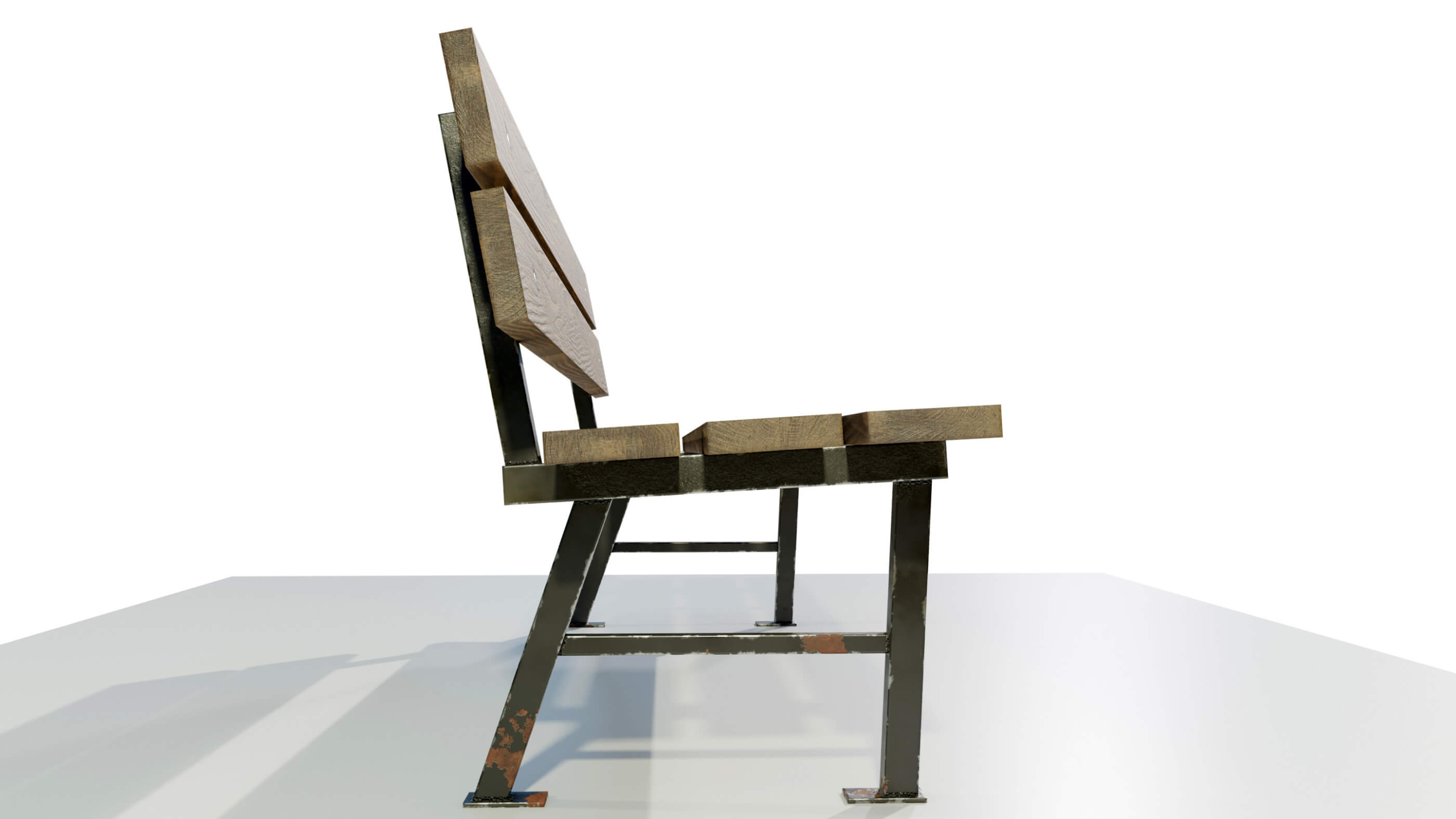 Wood Metal Bench - 3D Model by 3Dmae