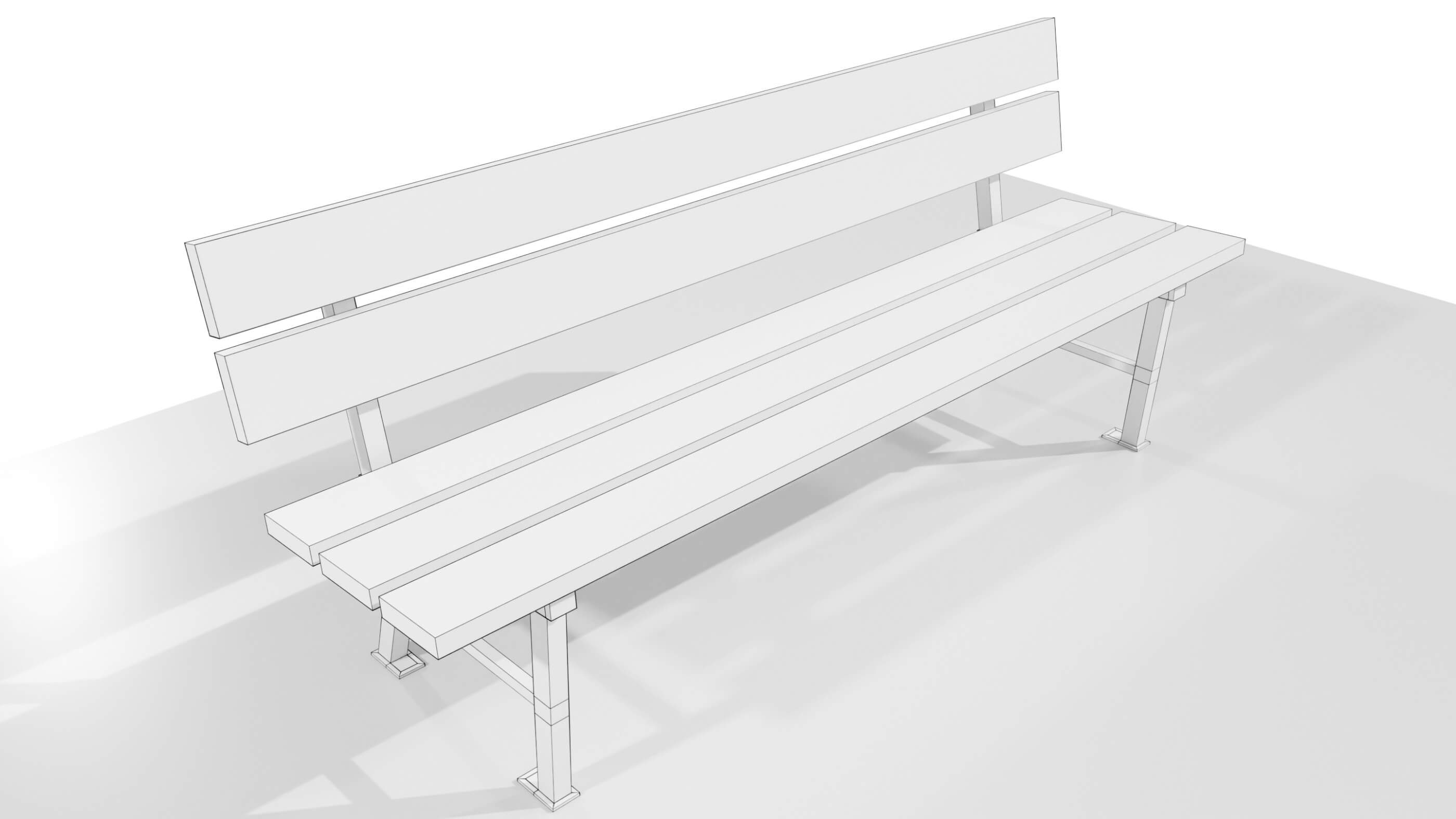 Wood Metal Bench - 3D Model by 3Dmae