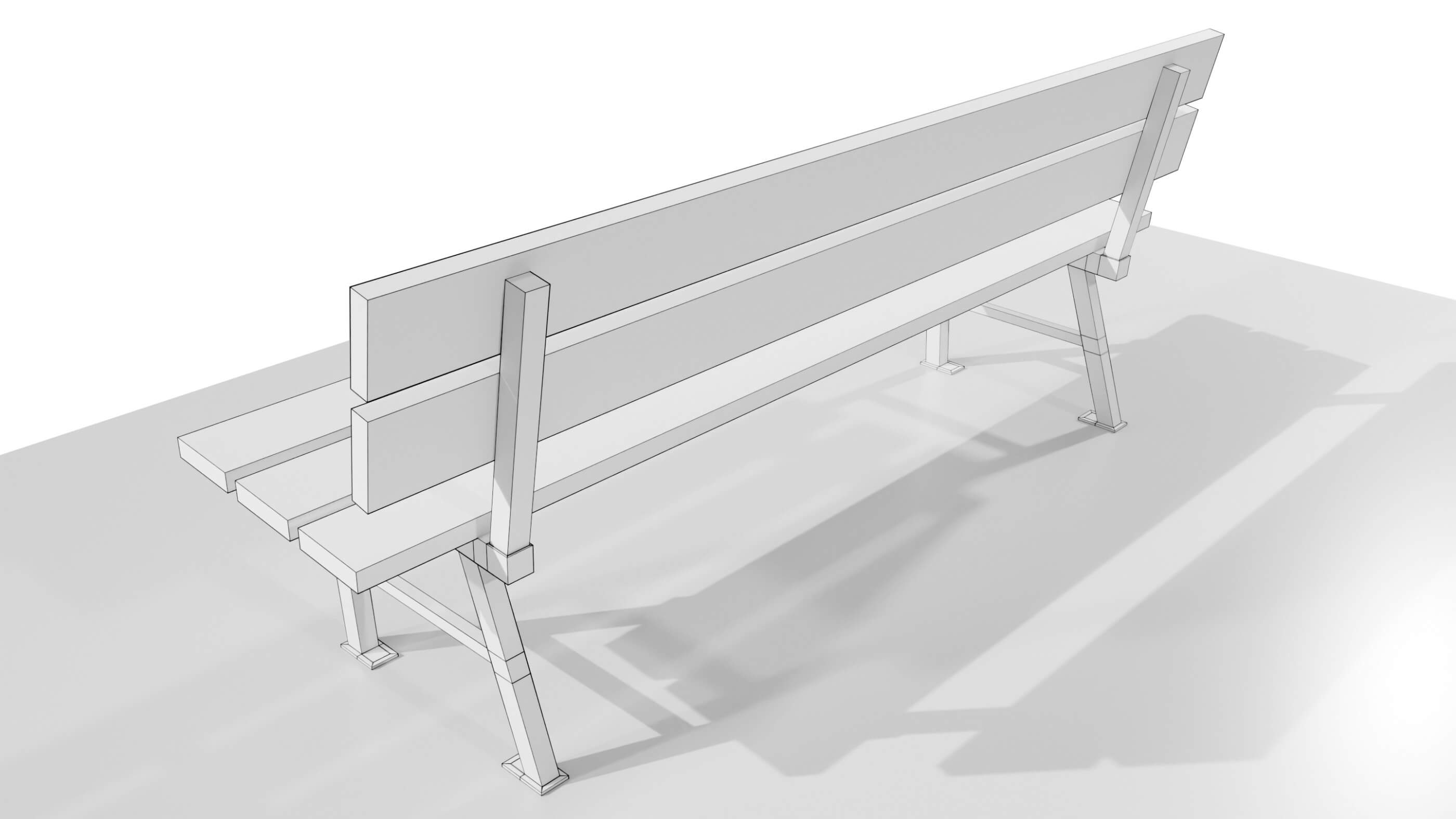 Wood Metal Bench - 3D Model by 3Dmae