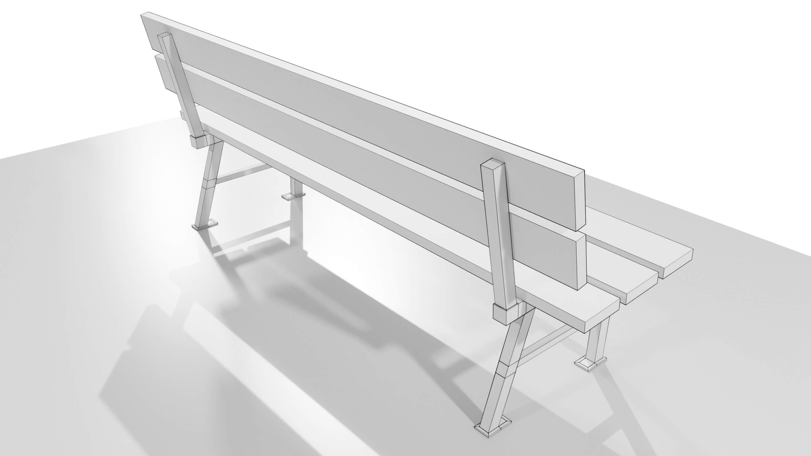 Wood Metal Bench - 3D Model by 3Dmae