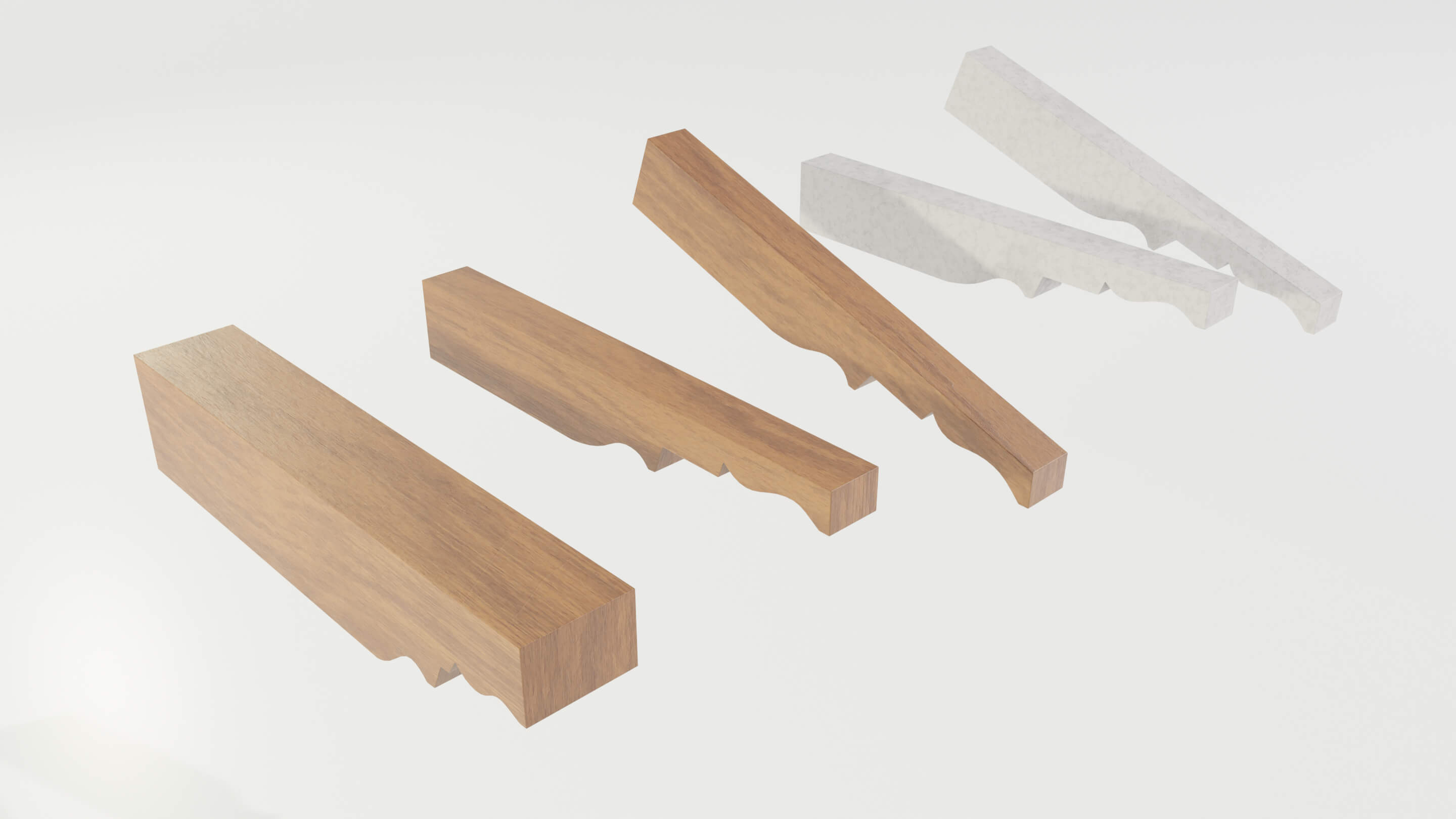 Wooden and Concrete Rafters - 3D Model by 3Dmae