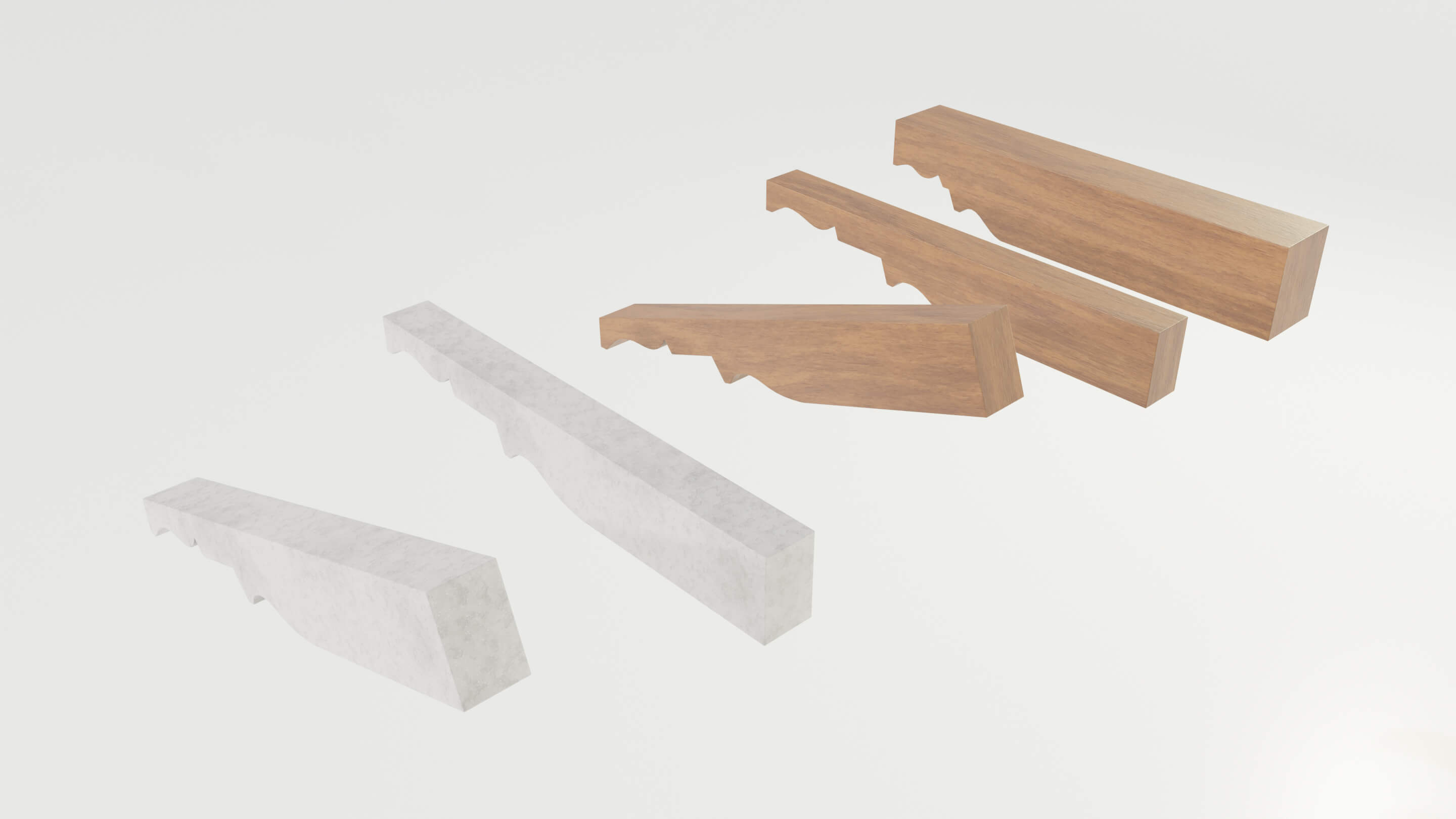 Wooden and Concrete Rafters - 3D Model by 3Dmae