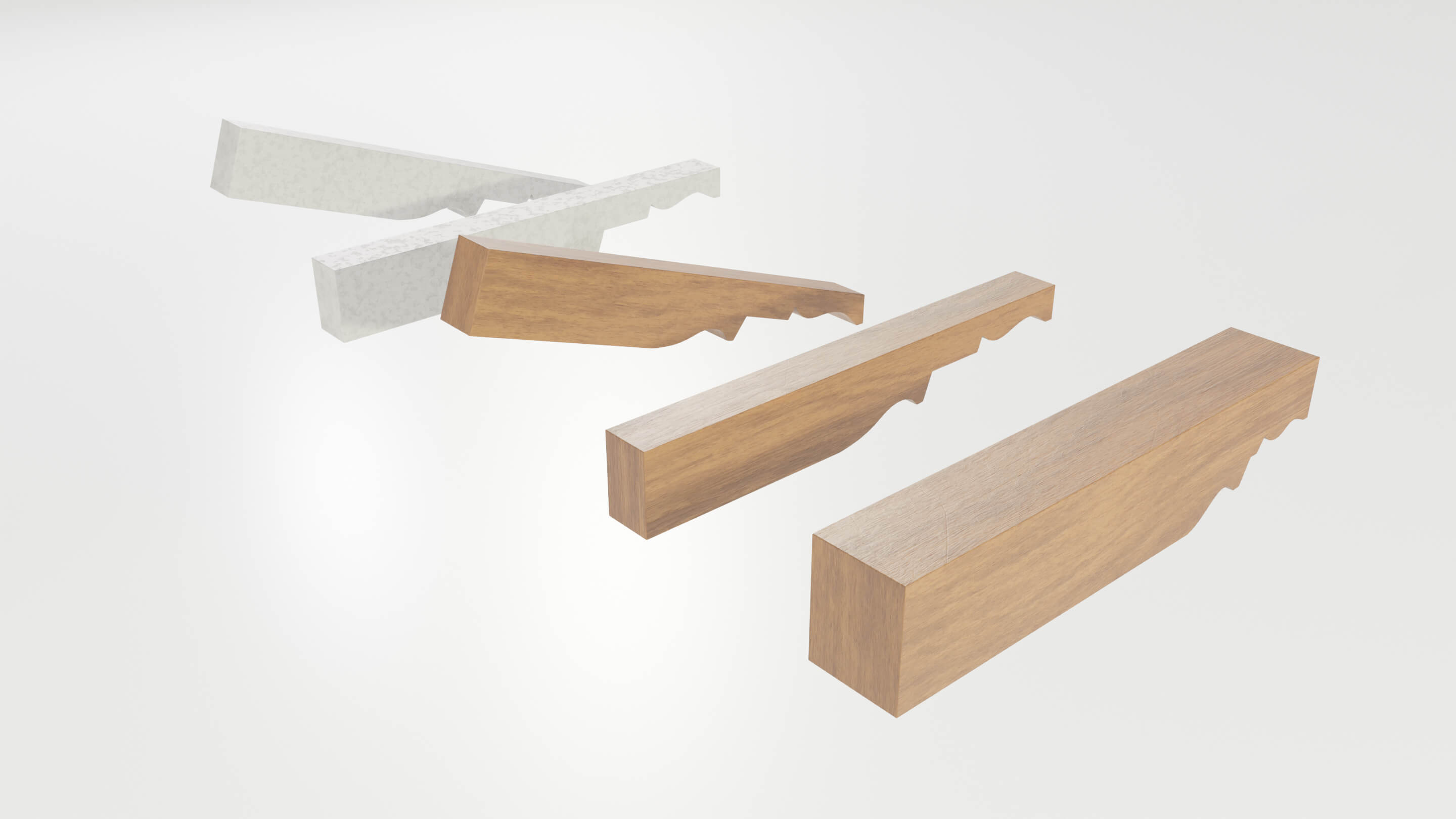 Wooden and Concrete Rafters - 3D Model by 3Dmae