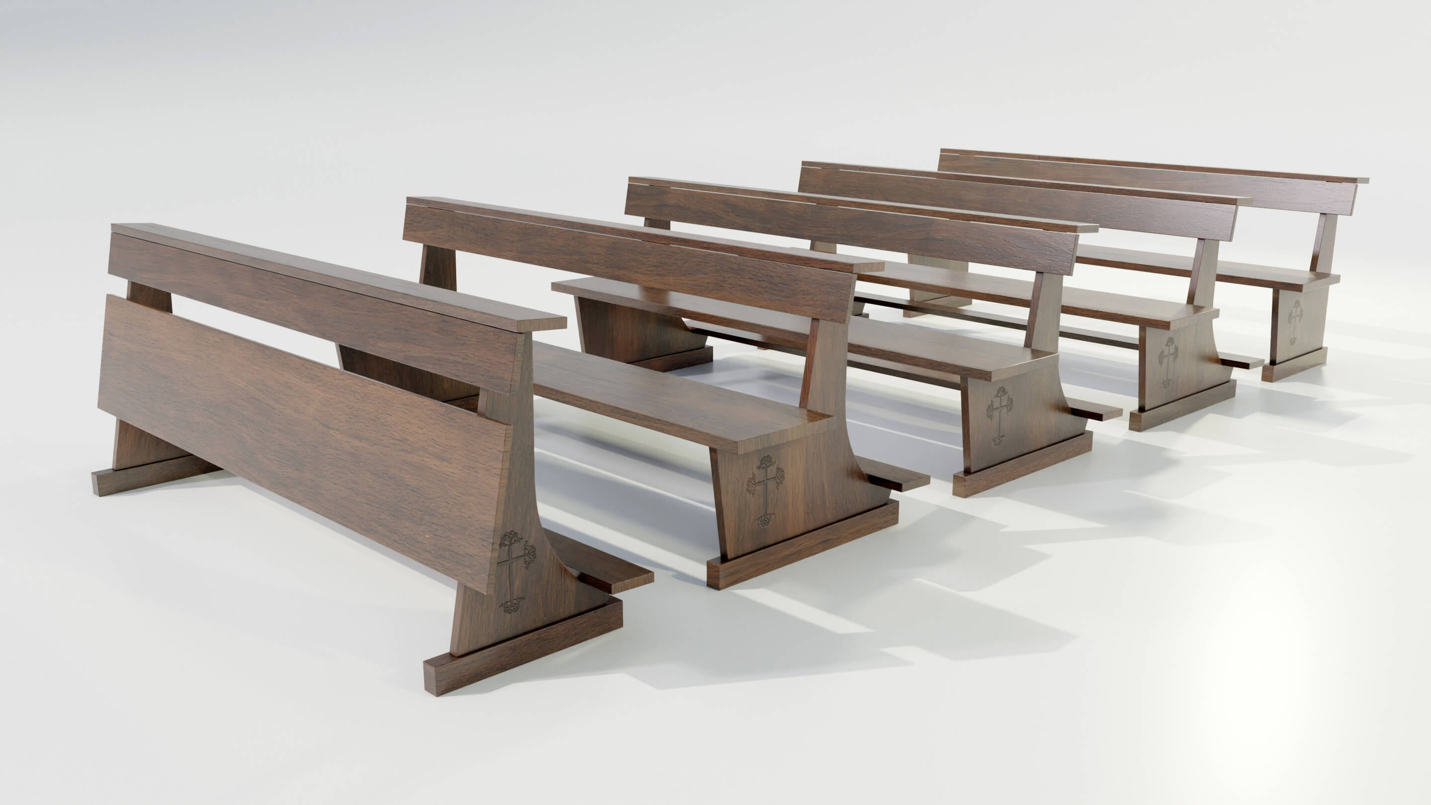 Wooden Church Benches - 3D Model by 3Dmae