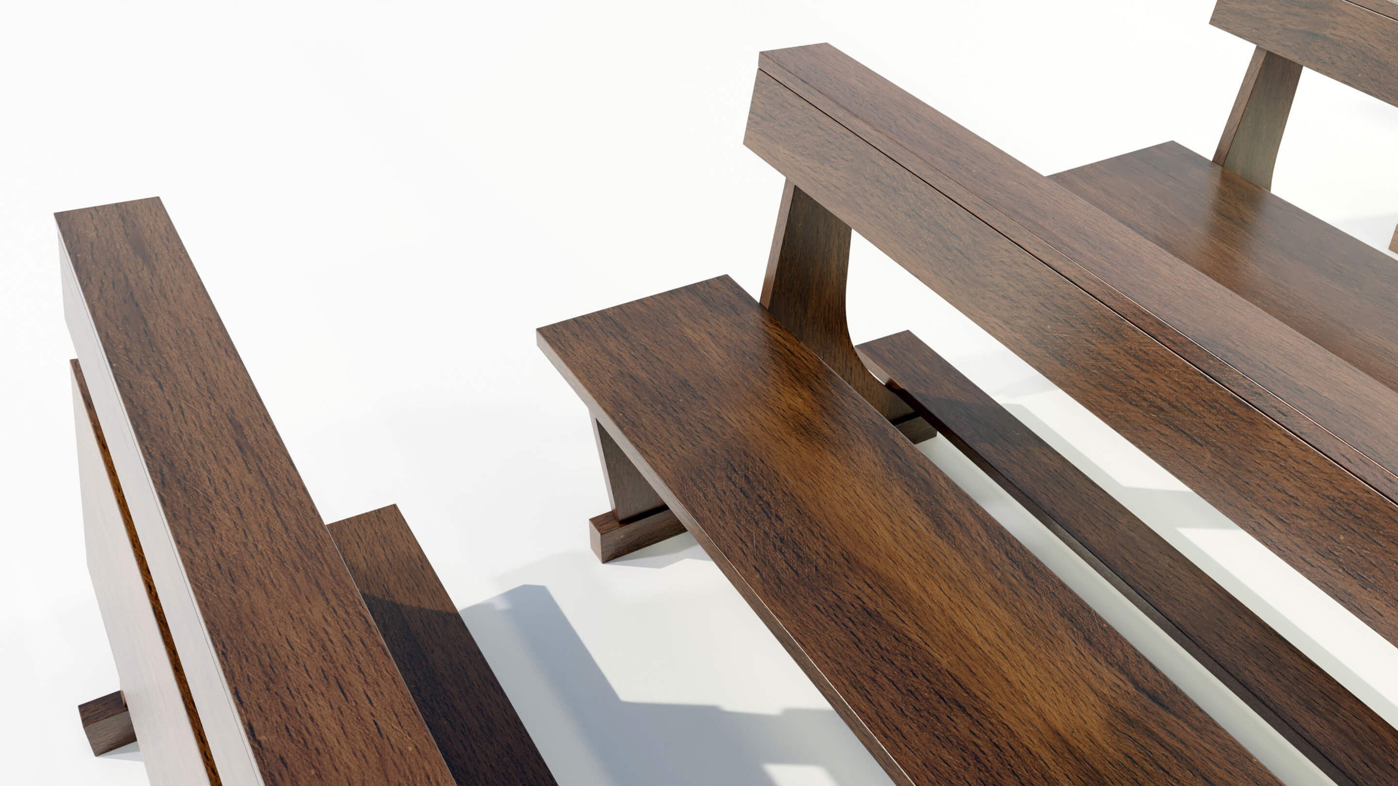 Wooden Church Benches - 3D Model by 3Dmae