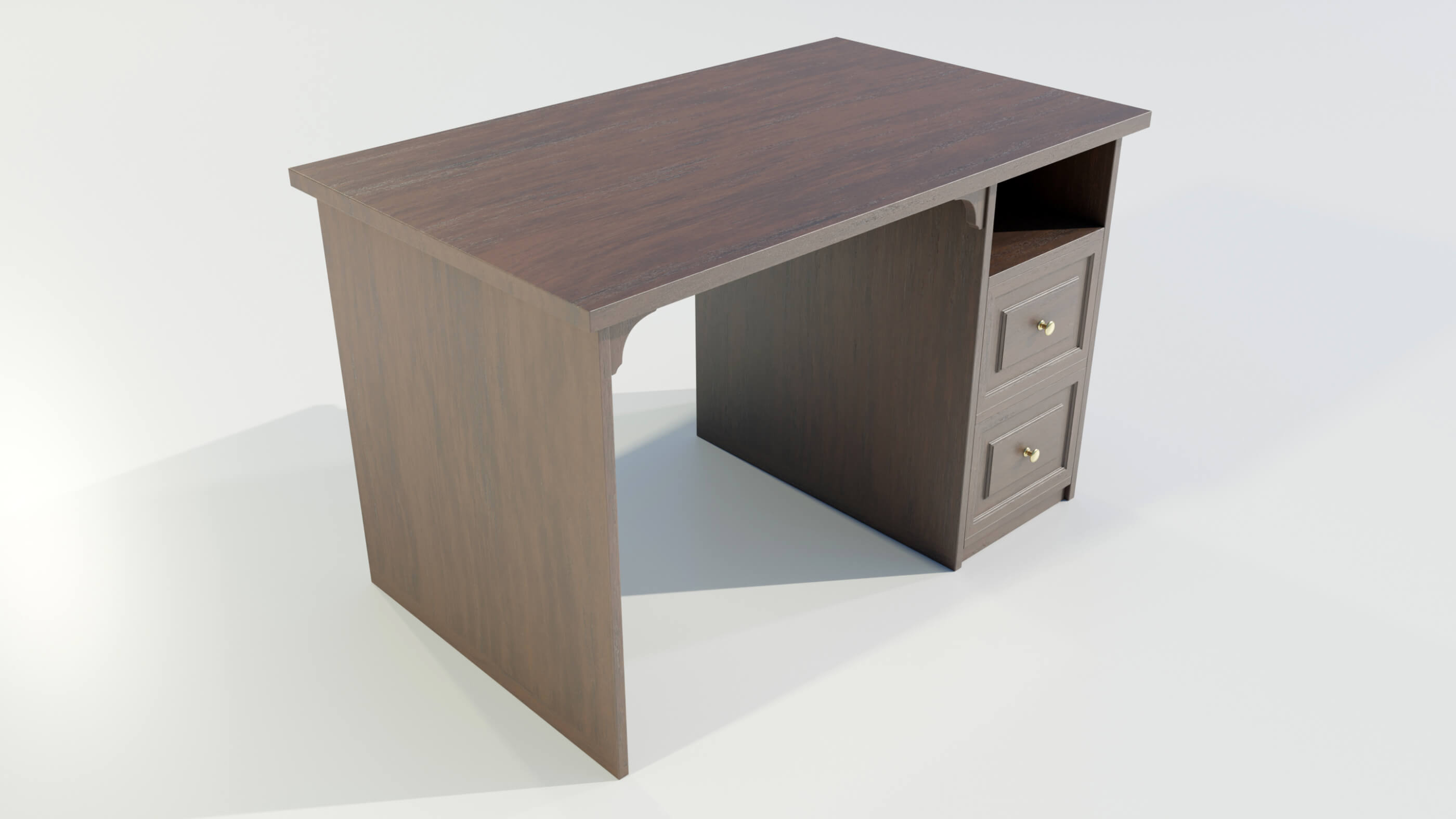 Classic Wooden Desk - 3D Model by 3Dmae